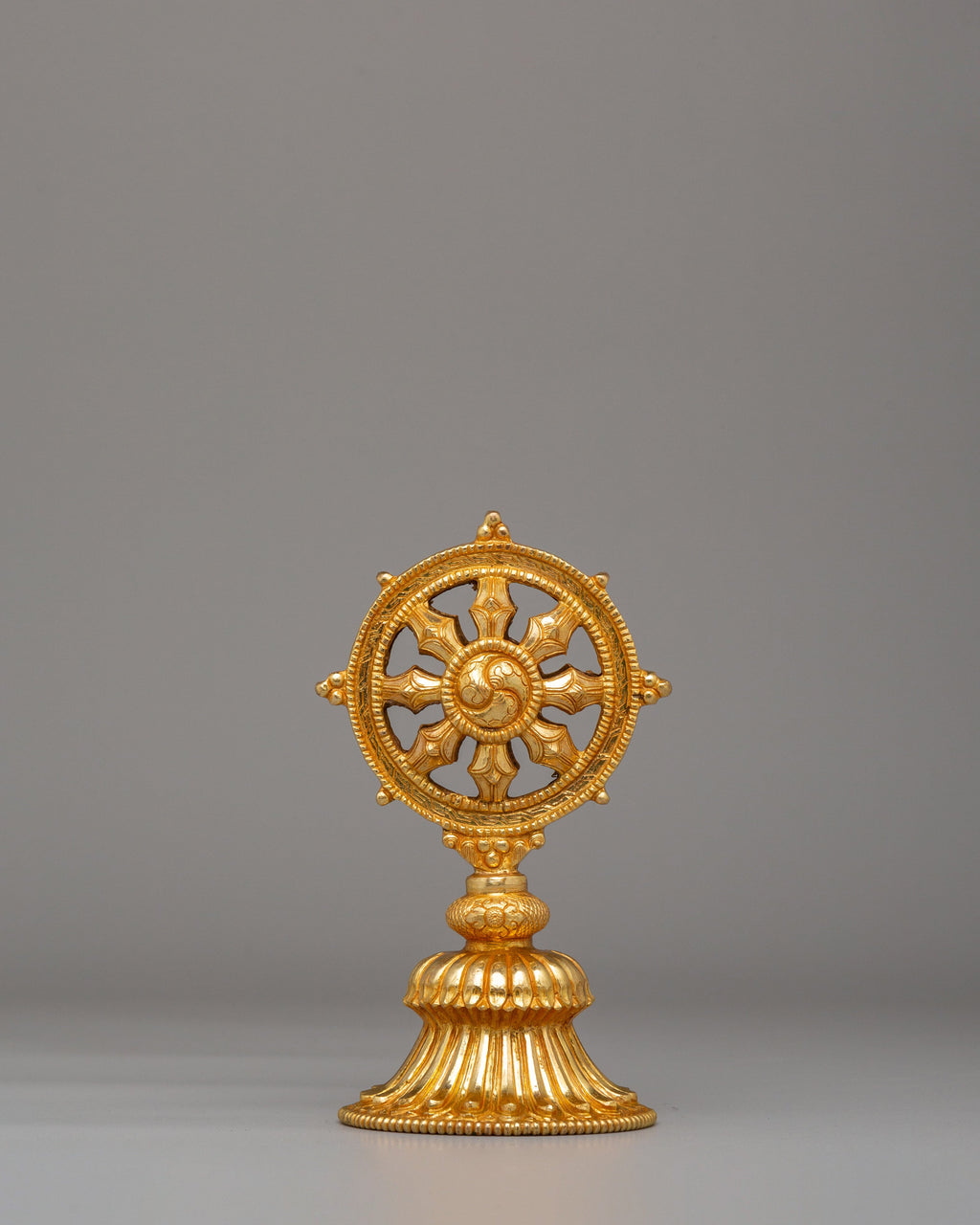 Traditional Dharma Wheel for Ritual | Copper Electro Gold Plated Wheel ...