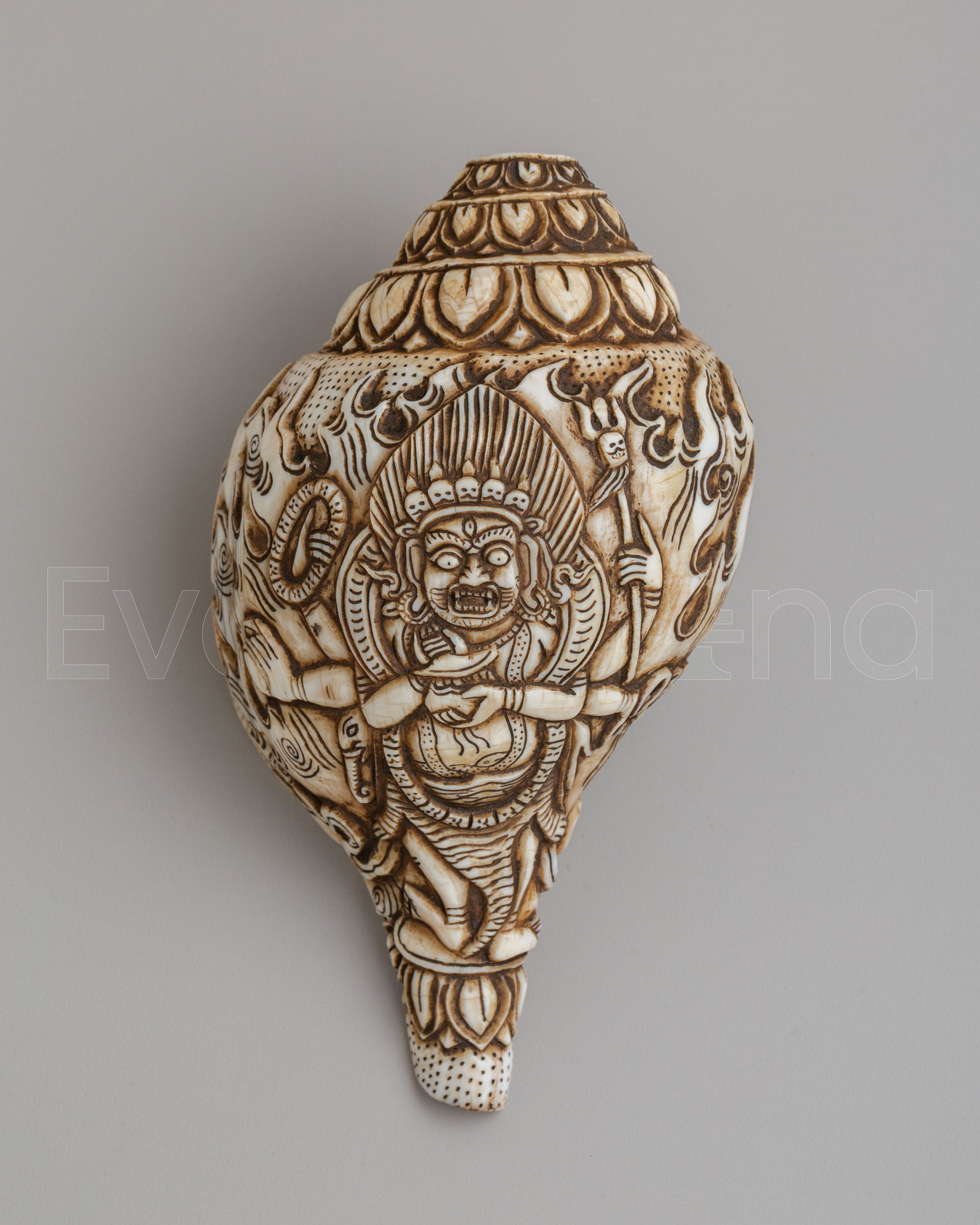 Traditional Sacred Buddhist Conch Shell | Handcrafted Ritual Tool
