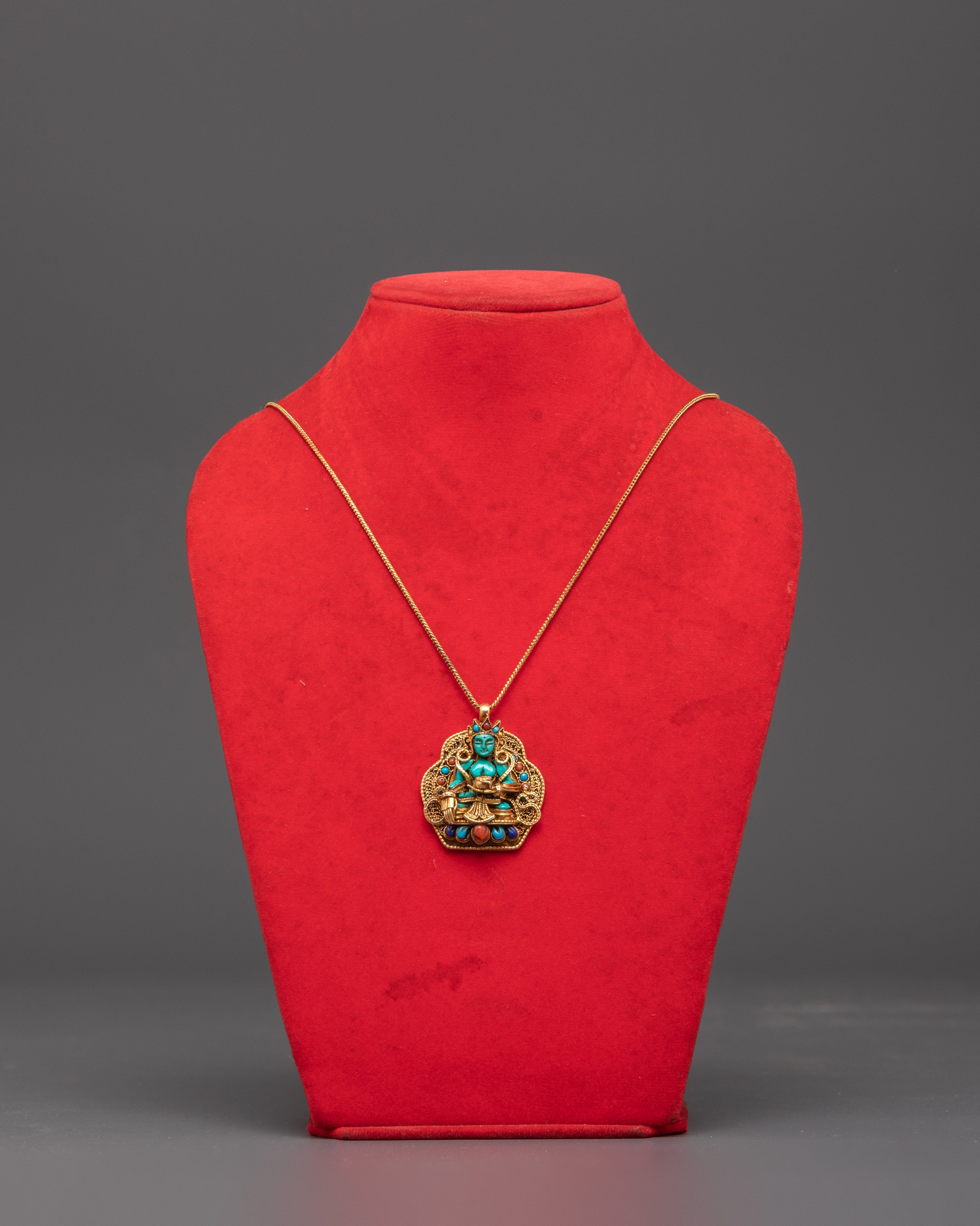 Spiritual Tibetan Turquoise Buddha Locket | Gold Plated Silver with ...