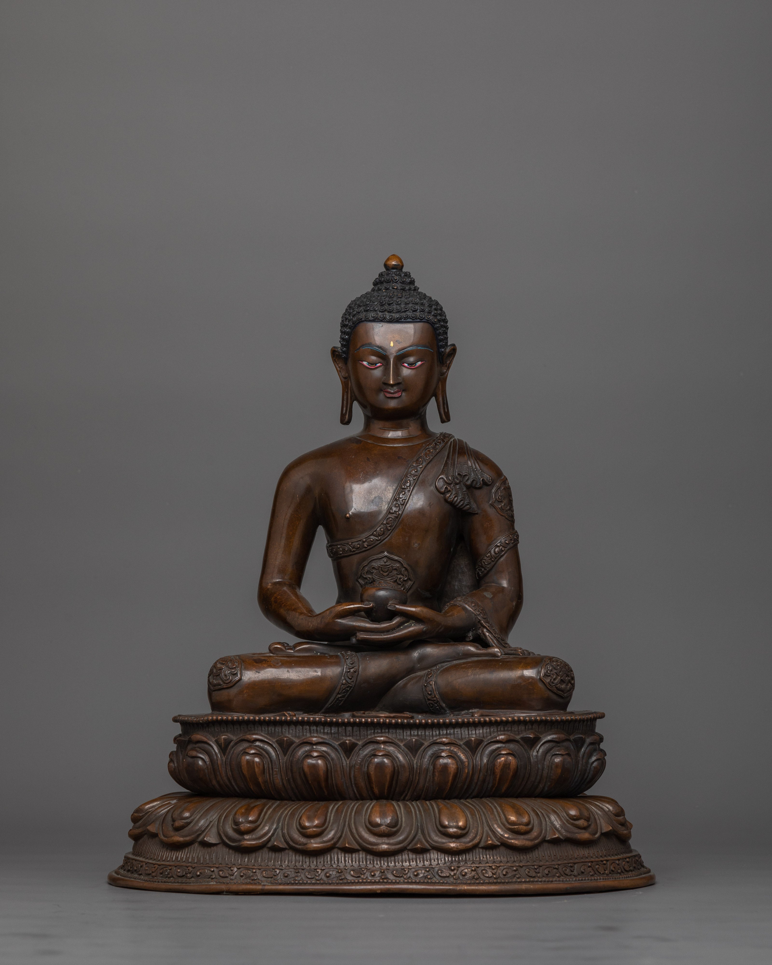 Sacred Amitabha Infinite Light Buddha Statue | Oxidized Copper Amida B