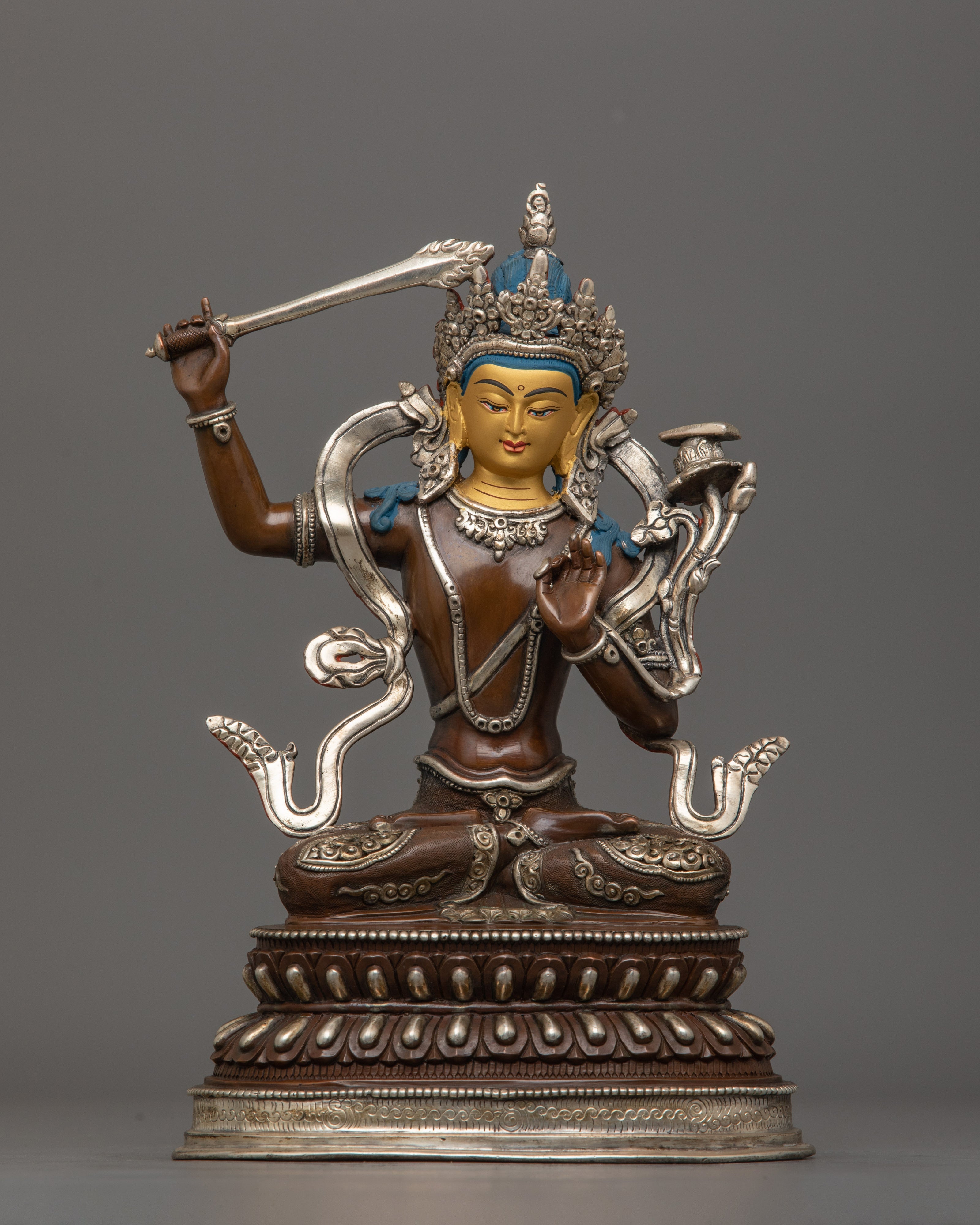 Dharma Protector Manjughosa (Manjushri) Sculpture | Bodhisattva of Wis