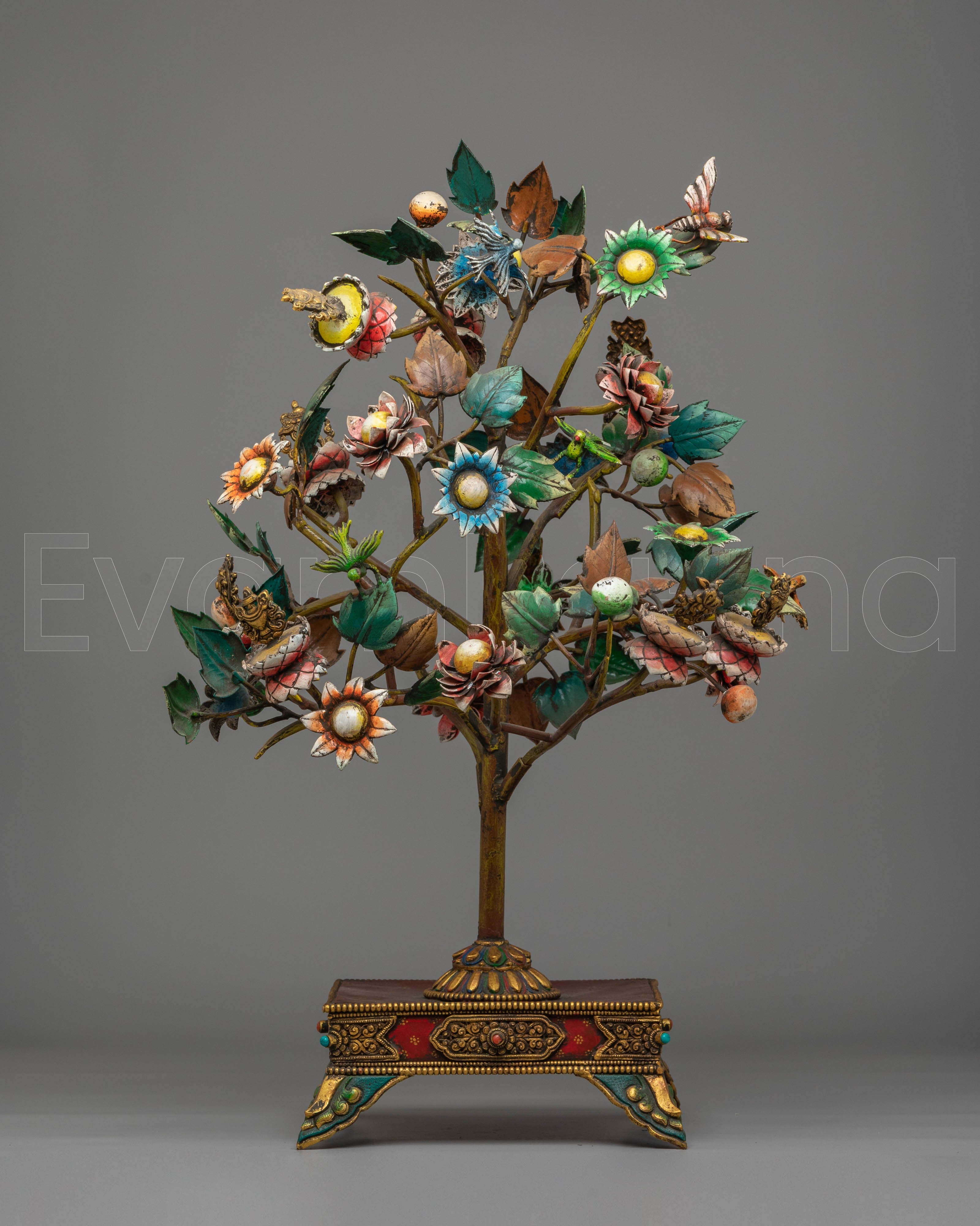 Wish-Fulfilling Seven Jewel Tree | Handcrafted Copper Artwork