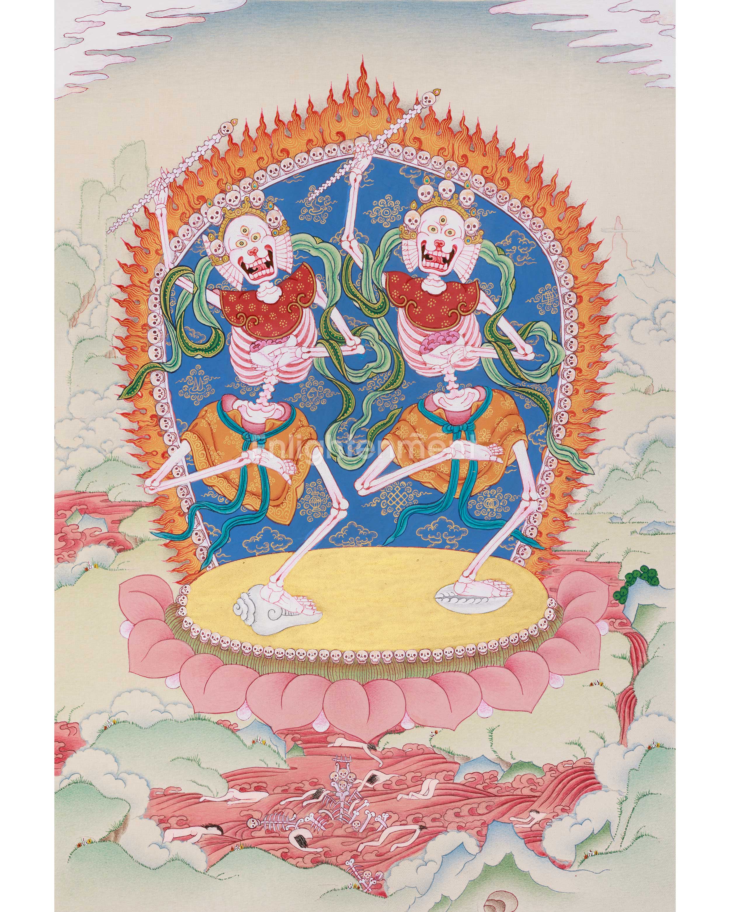 Chitipati Thangka Painting | Lord of the Cemetery