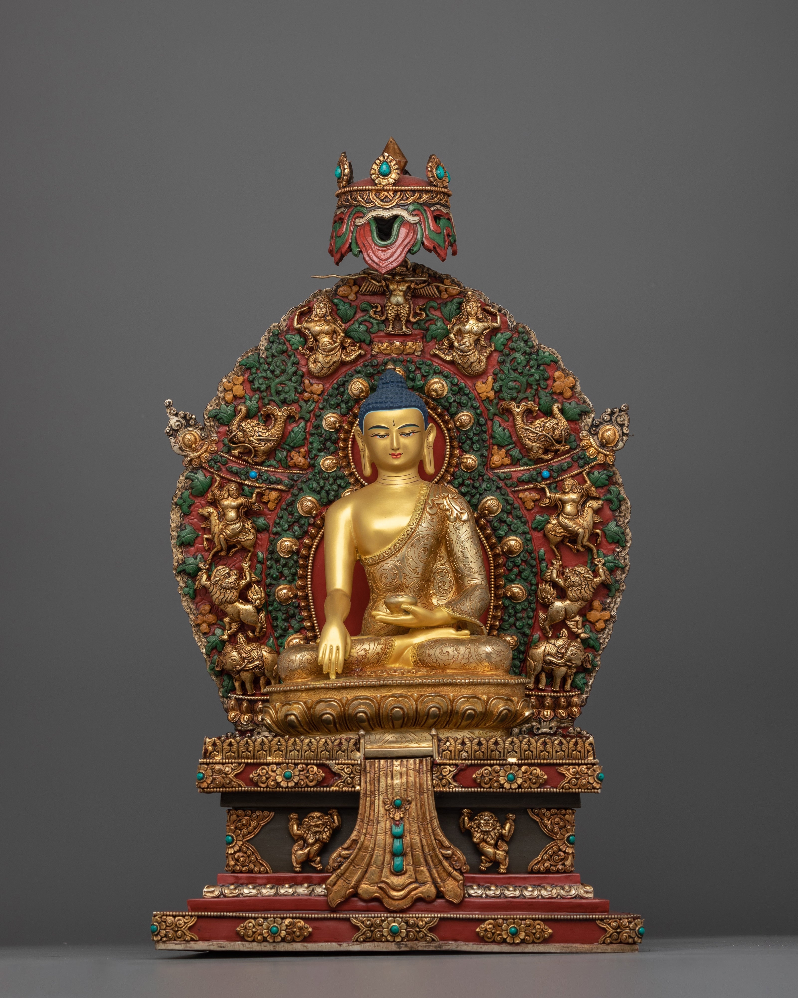 Shakyamuni Buddha Figurine with Throne | A Divine Reminder of the Path