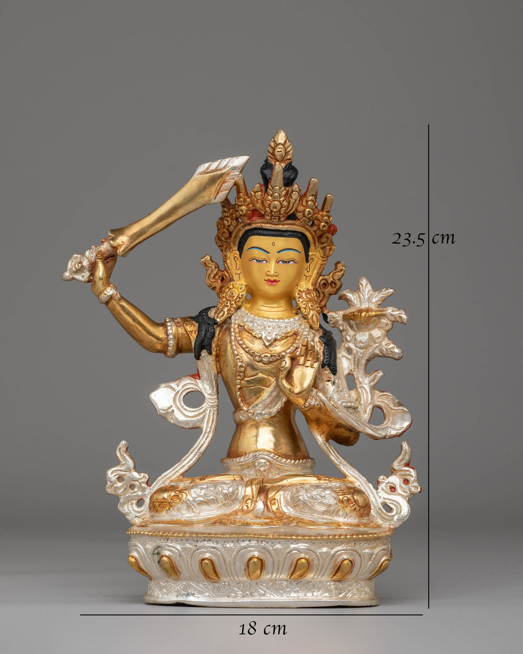 Statue of Manjushri Bodhisattva | Gold Plated Copper for Wisdom and ...