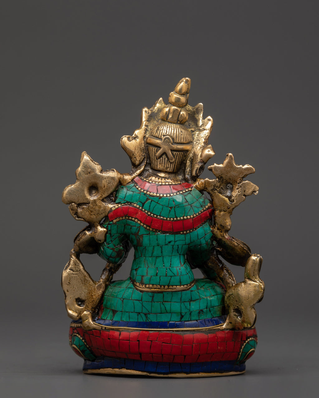 White Tara Handcrafted Brass Statue | Tibetan Art with Turquoise