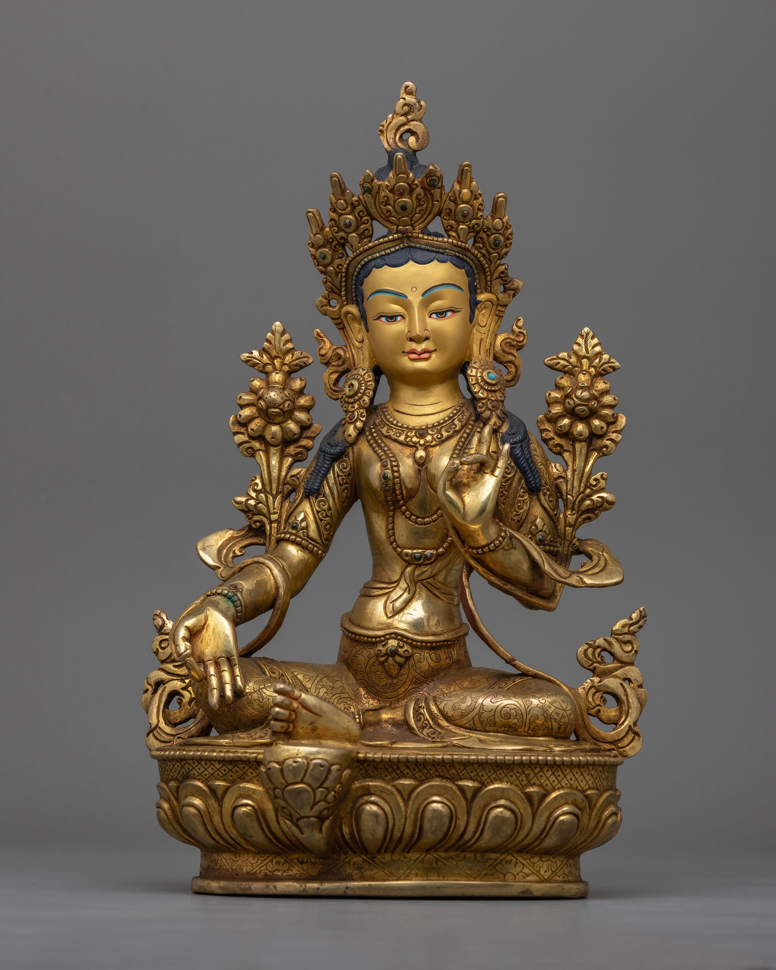 Arya Green Tara Statue | 24K Gold Gilded Embodiment of Compassion