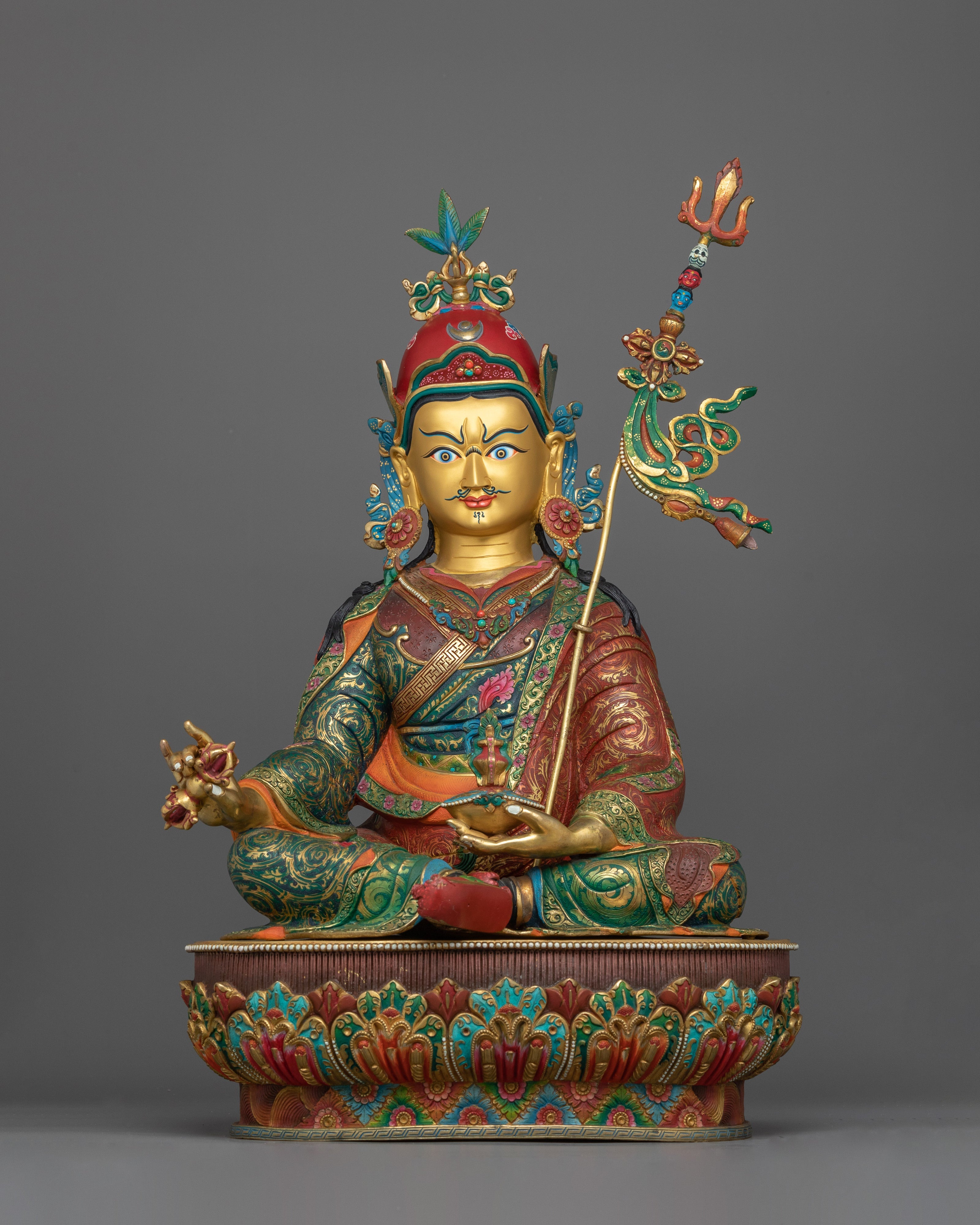 Precious Guru Padmasambhava Tantric Master Figure | 24K Gold Gilded St