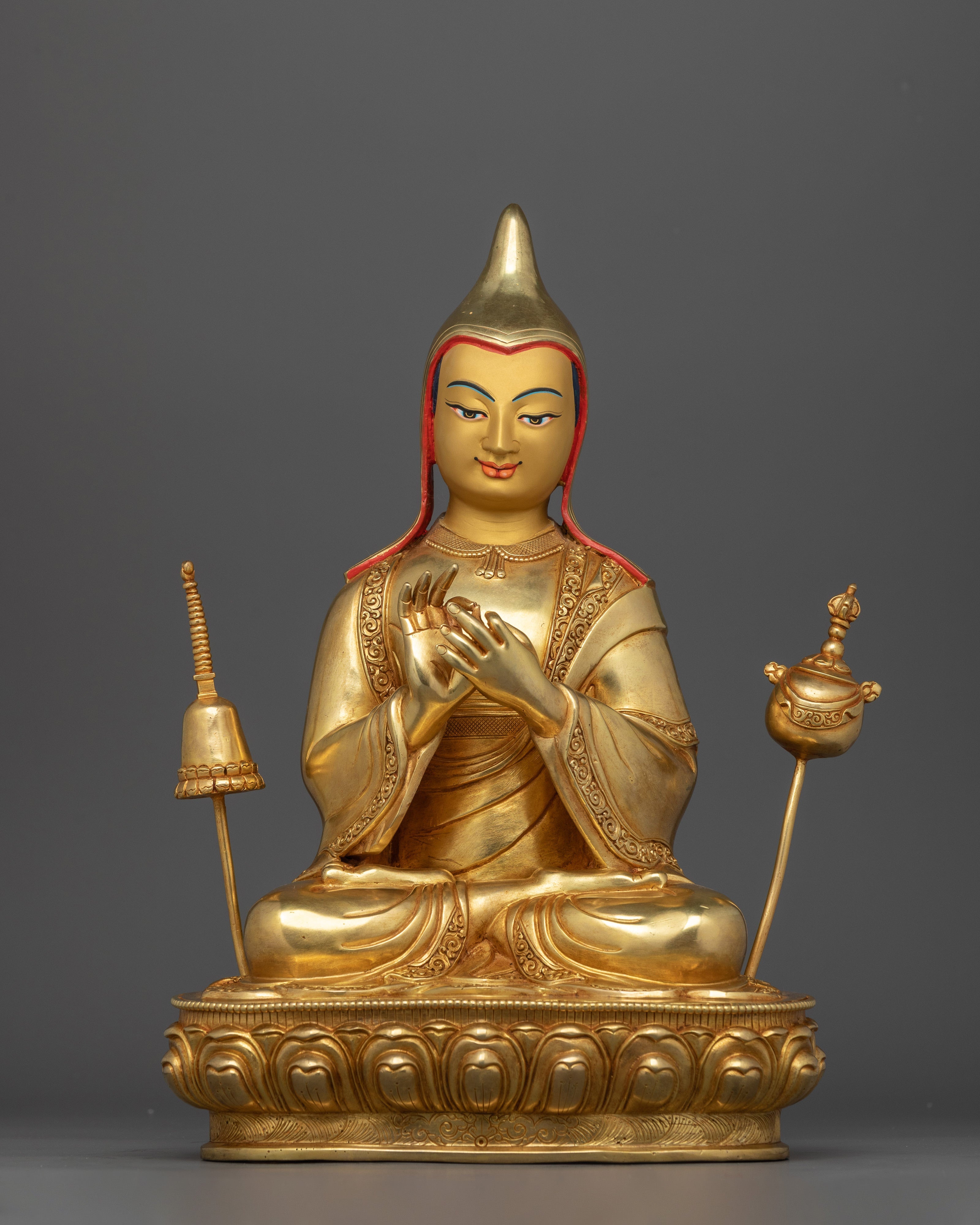 Tibetan Handmade Atisa Buddhist Master Statue | Buddhist Religious Lea