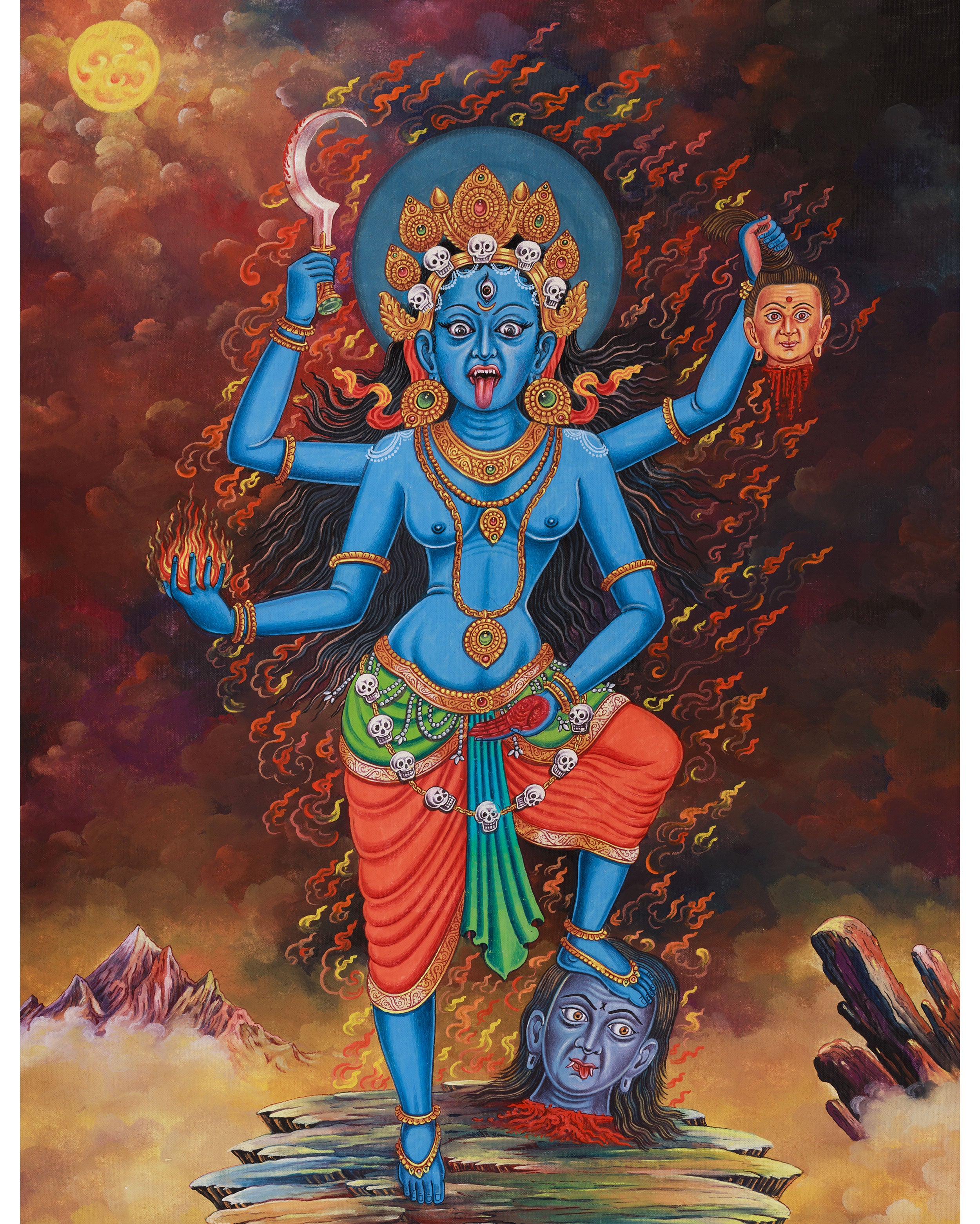 Goddess Kali Maa Thangka | The Fierce Divine Mother of Transformation