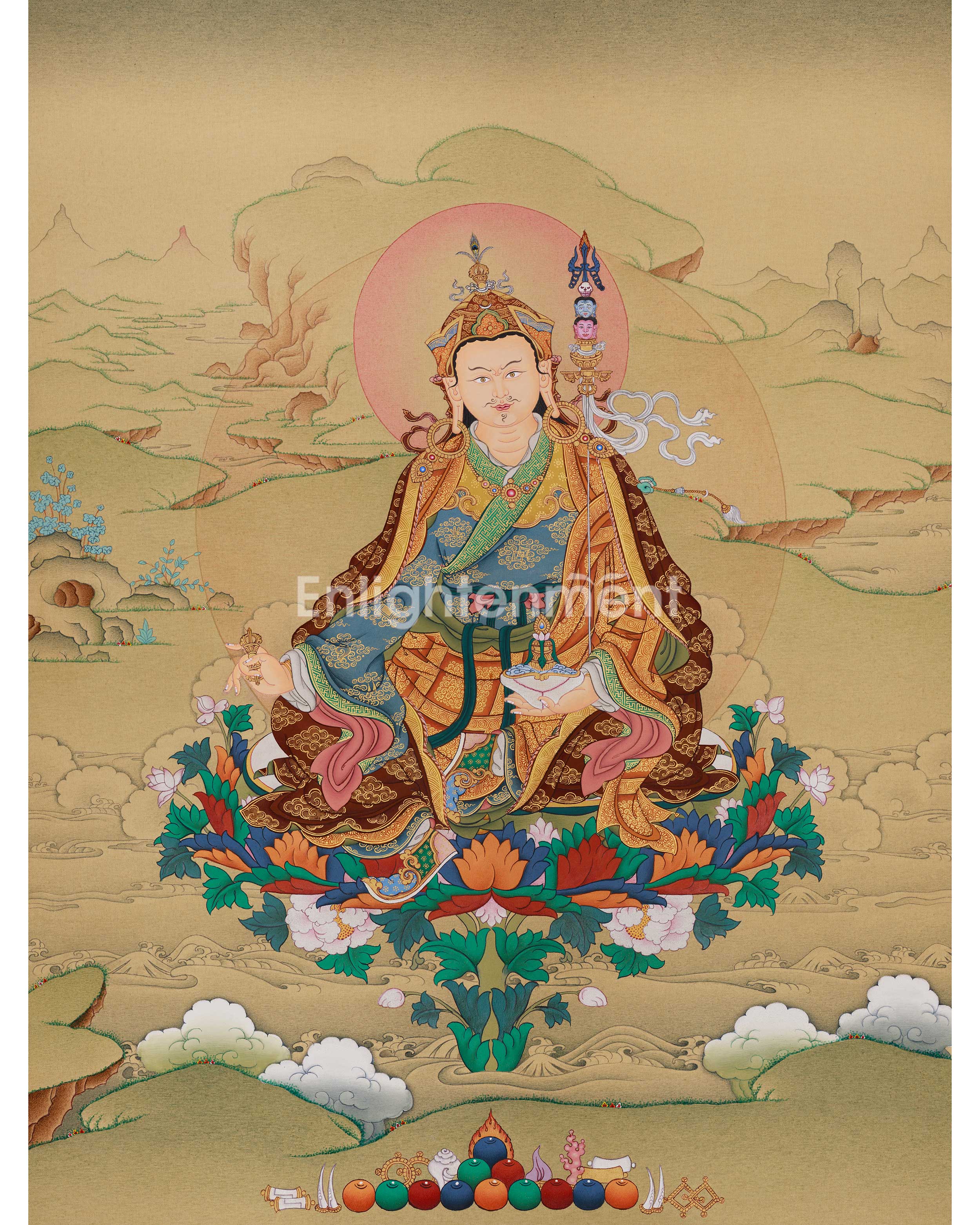 Lotus-Born Master Padmasambhava Thangka | The Tantric Guru of Wisdom a
