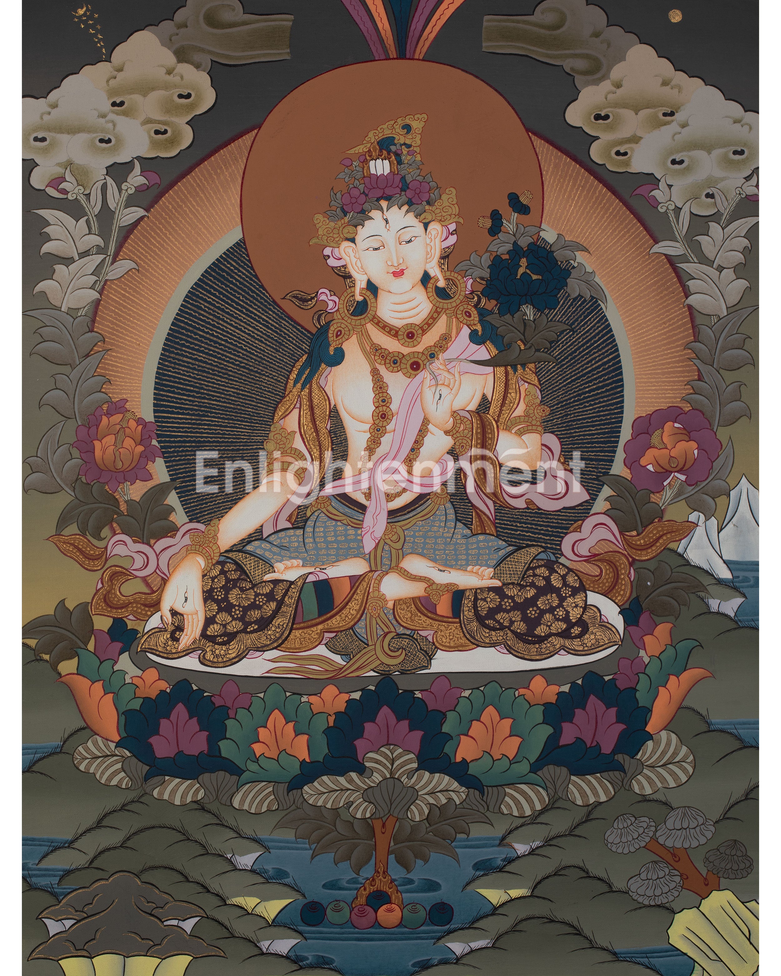 Original Hand-Painted White Tara Thangka | Goddess of Healing