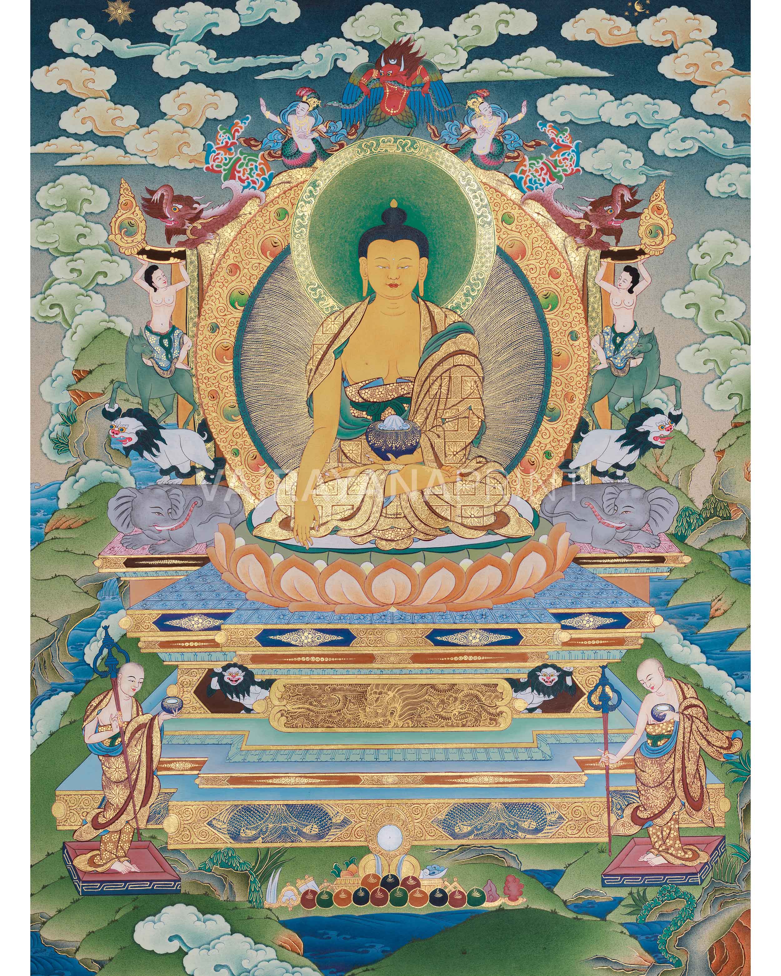 Shakyamuni Buddha and His Two Disciples | High-Quality Canvas Print