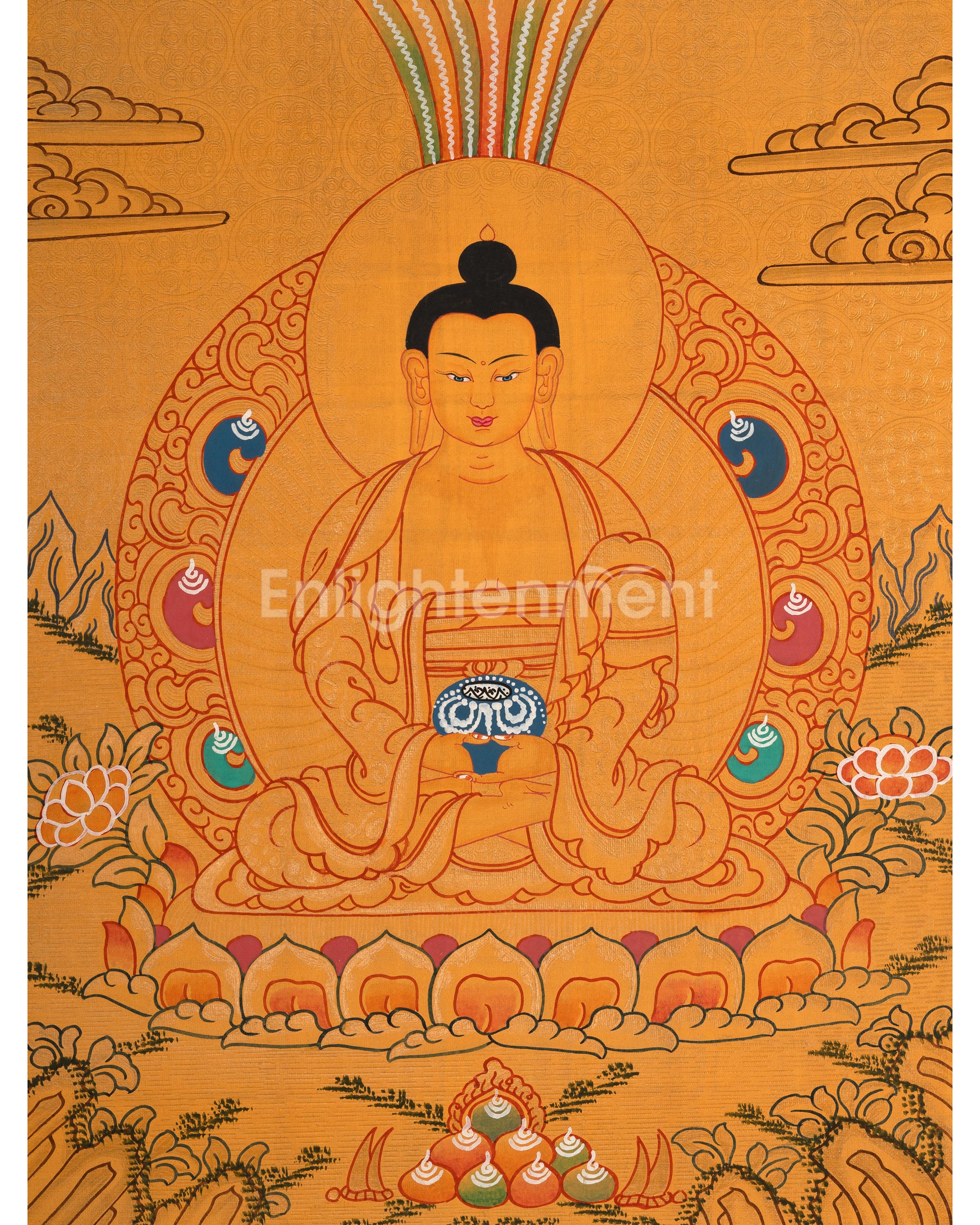 Traditional Amitabha Buddha Thangka | Buddha of Infinite Light and Com