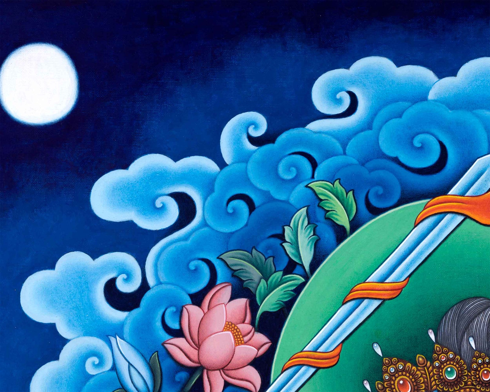 Manjushri Bodhicitta Prayer Thangka Print | Bodhisattva Of Compassion