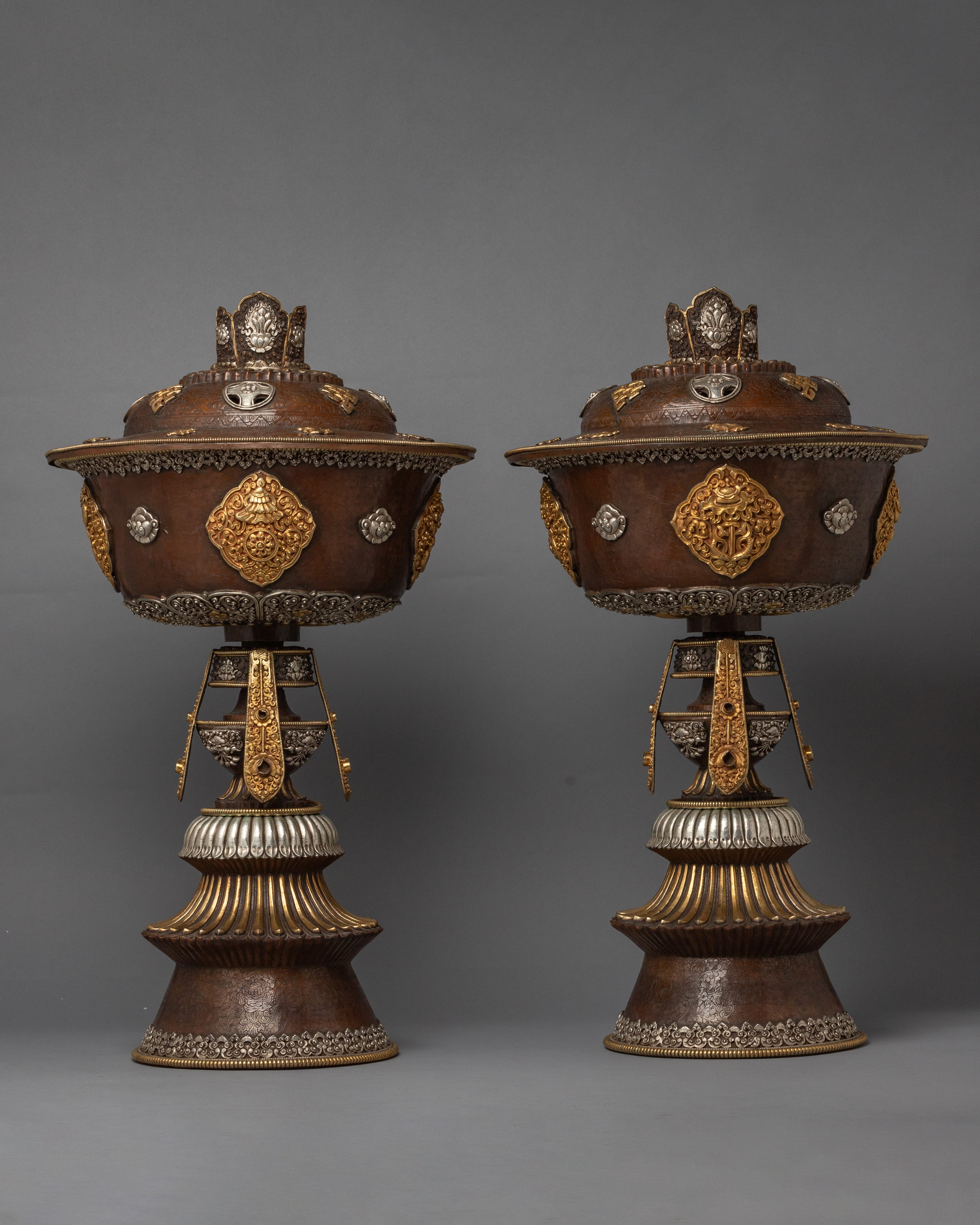 Buddhist Butter Lamp Set | Tibetan Home Decor | Handcrafted Nepalese A
