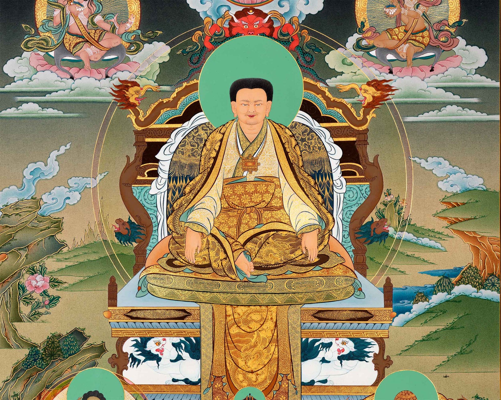 Marpa With Milarepa and Gampopa Thangka | Traditional Buddhist Art