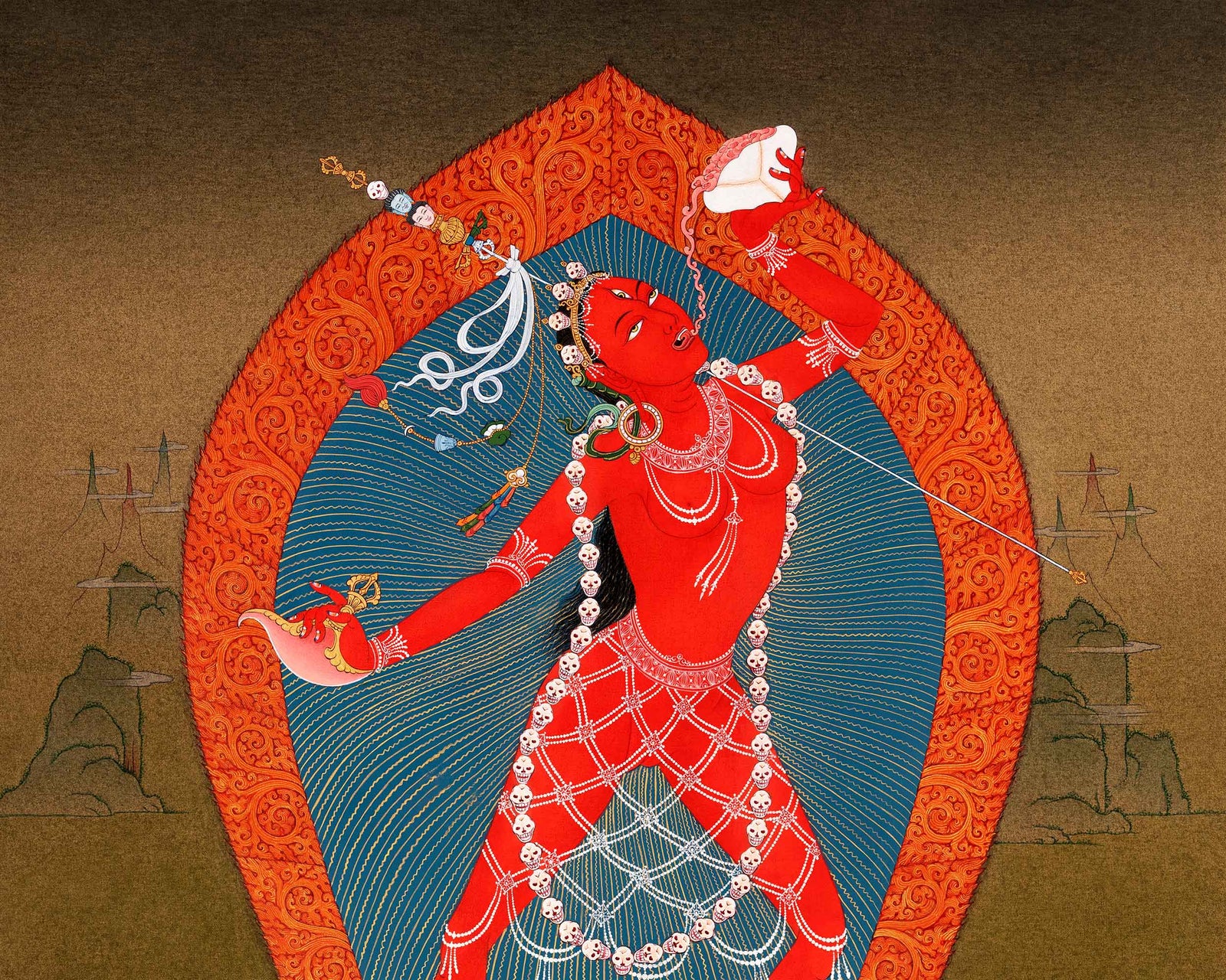 Vajrayogini Practice Hand Painted Thangka | Tibetan 24K Gold Dakini Pa