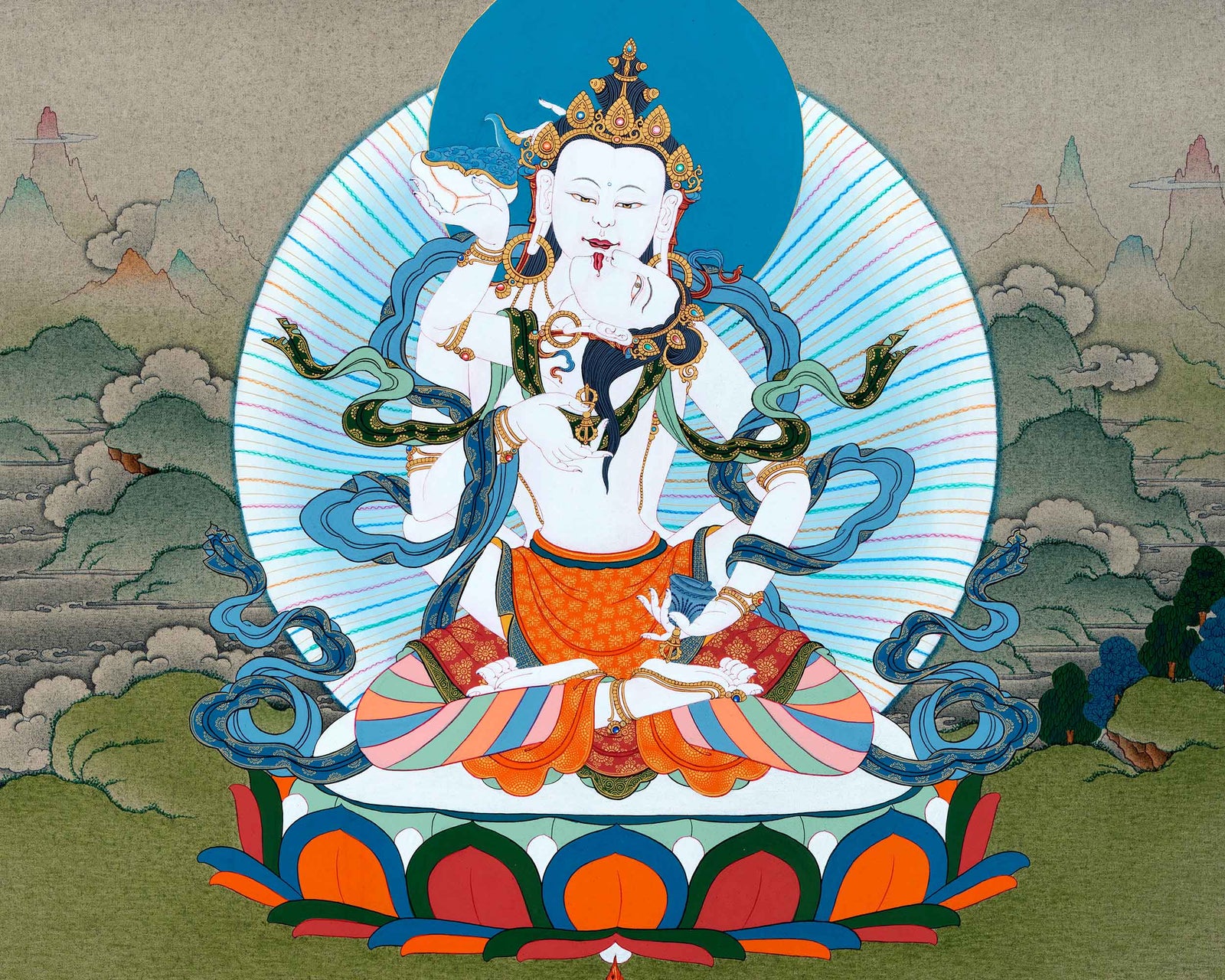 Vajrasattva Thangka | Traditionally Hand Painted Yab Yum Art