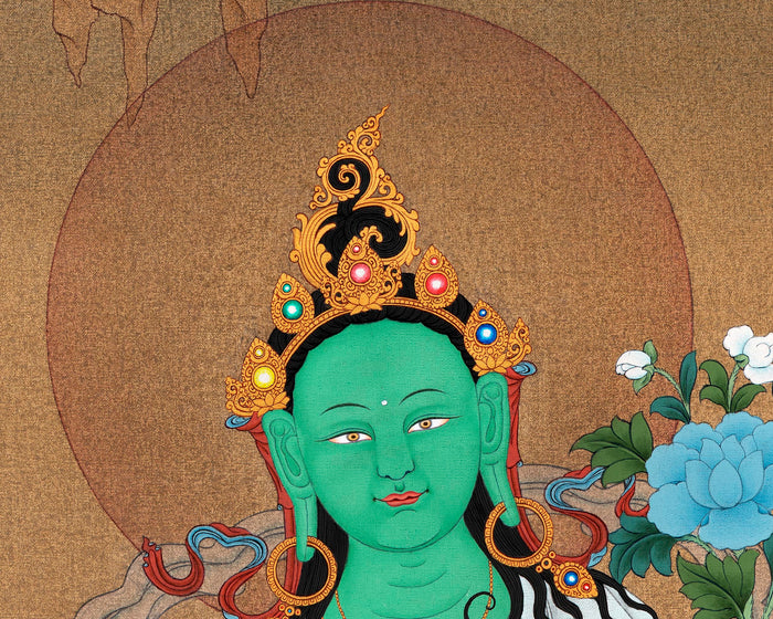 Green Tara Canvas Print | Buddhist Tara Print | High Quality Giclee