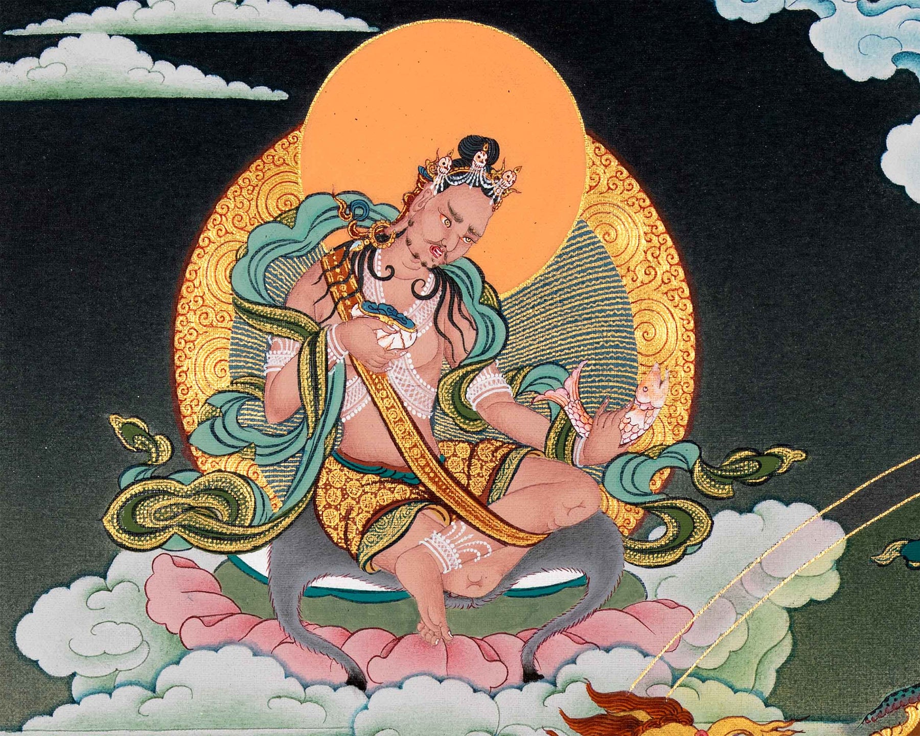 Marpa With Milarepa and Gampopa Thangka | Traditional Buddhist Art