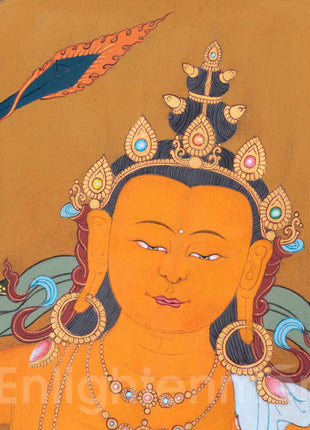 Deity Of Wisdom, Manjushri Buddhism Hand-Painted Thangka | Traditional ...