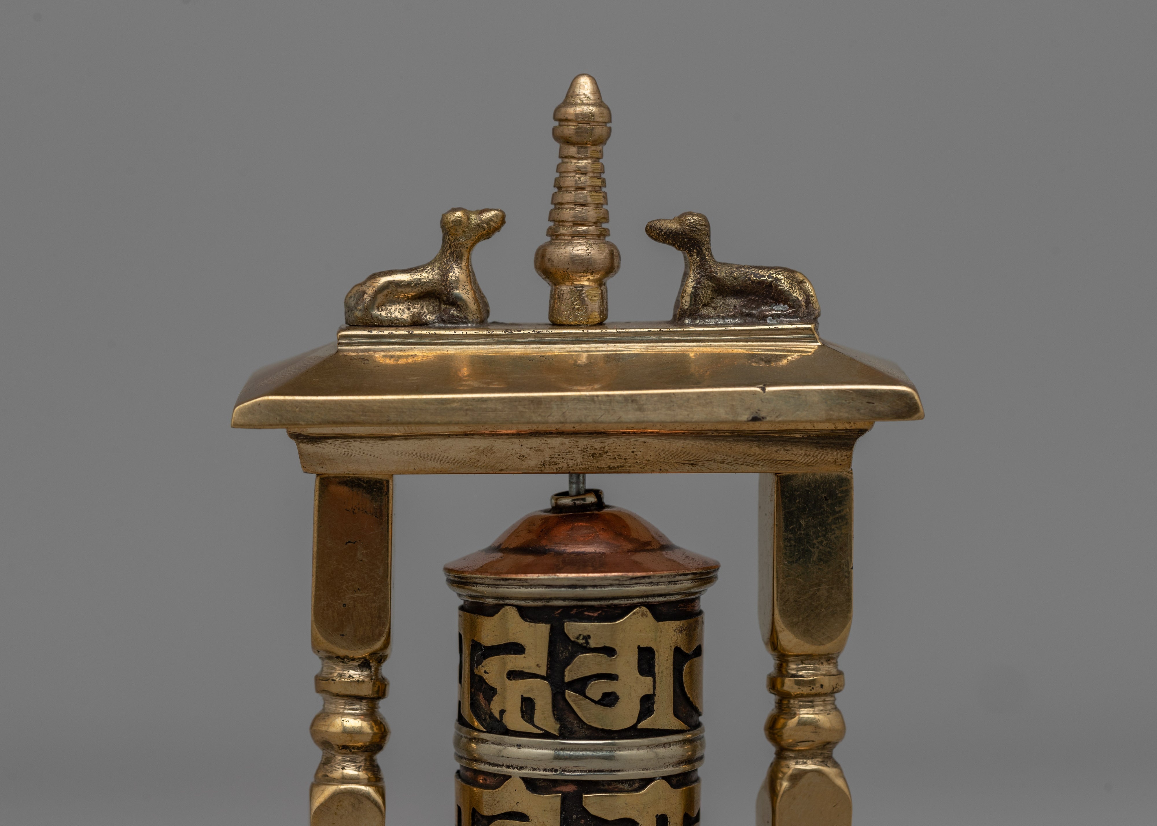 Brass Small Buddhist Prayer Wheel With Frame | Bring Blessings and Pos ...