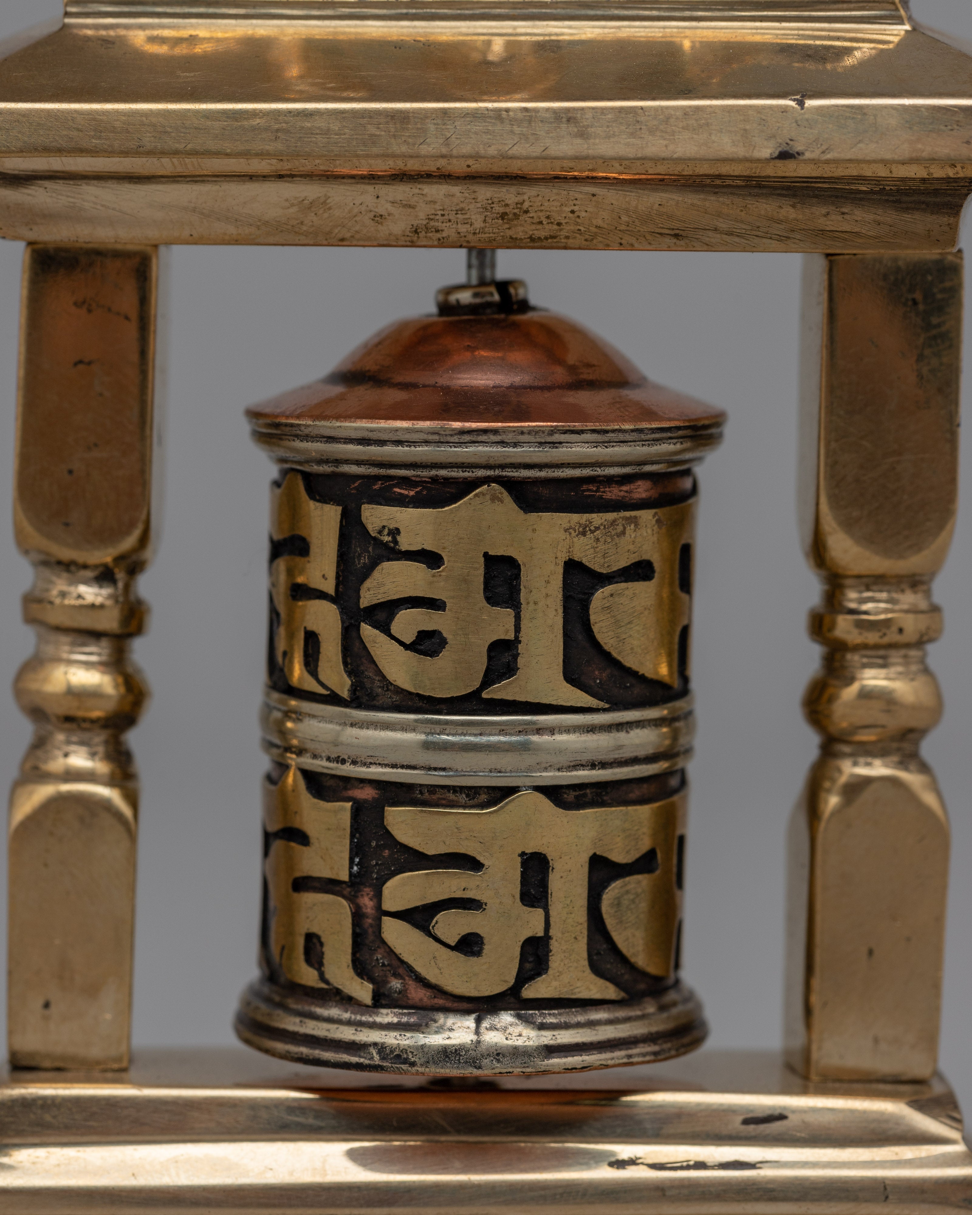 Brass Small Buddhist Prayer Wheel With Frame | Bring Blessings and Pos ...