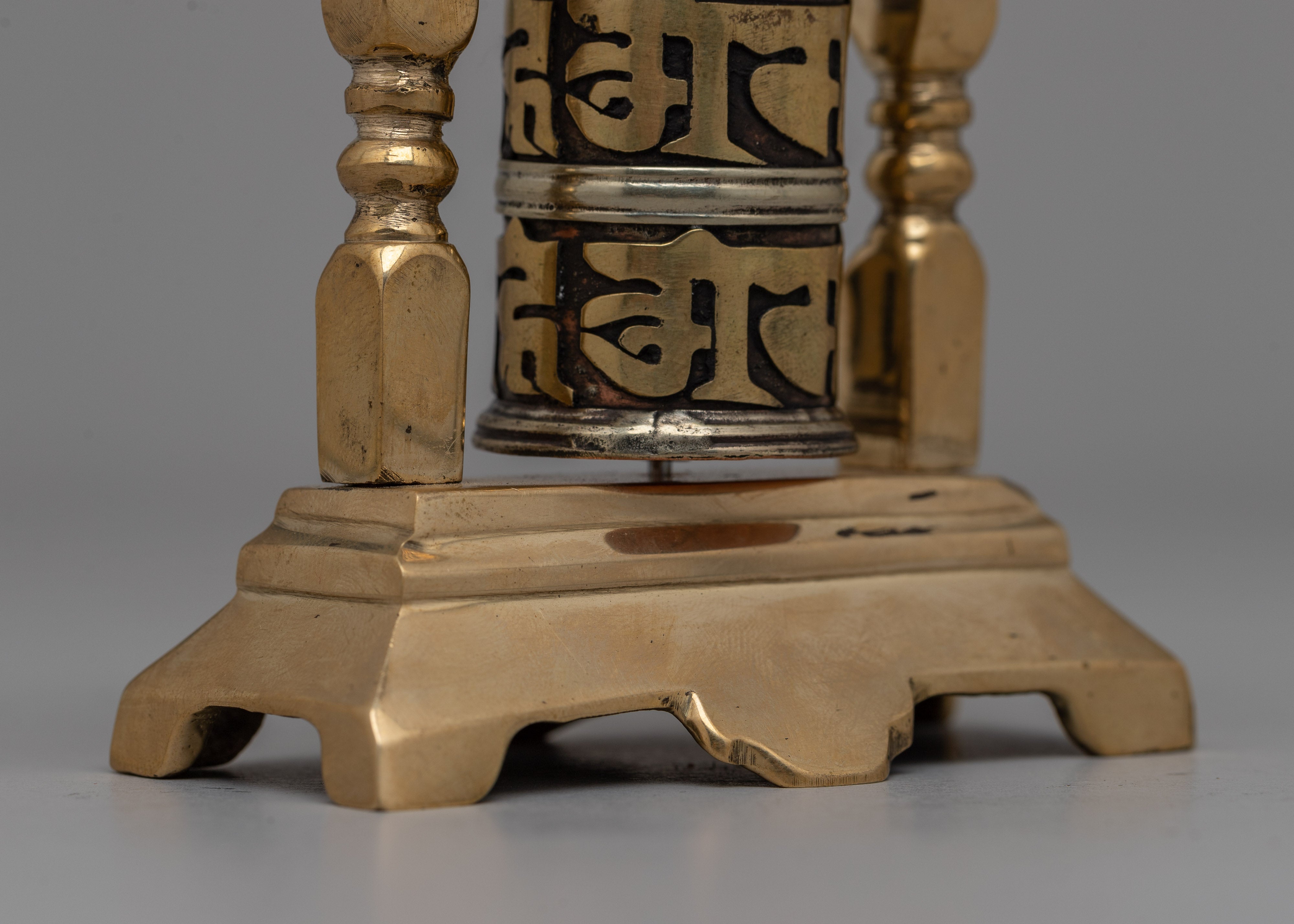 Brass Small Buddhist Prayer Wheel With Frame | Bring Blessings and Pos ...