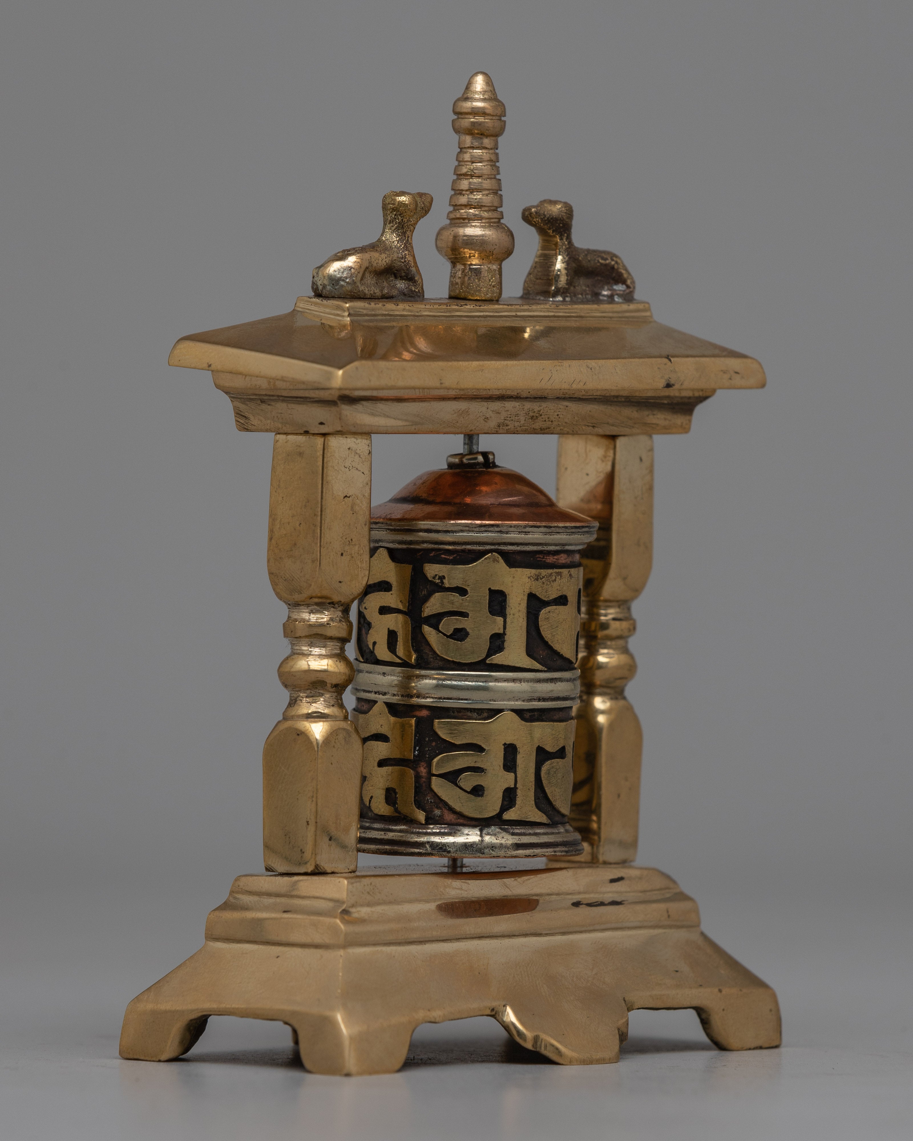 Brass Small Buddhist Prayer Wheel With Frame | Bring Blessings and Pos ...
