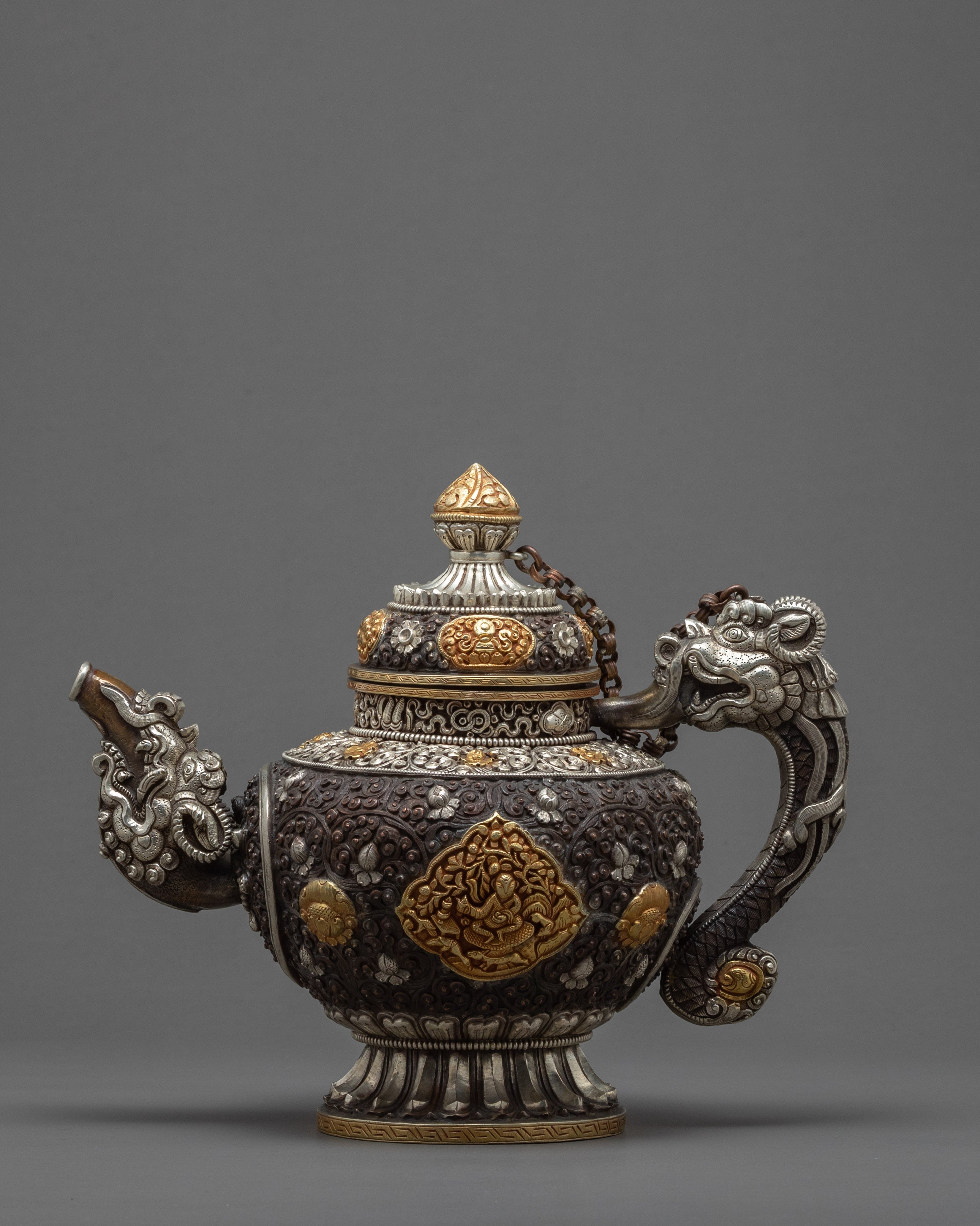 Tibetan Tea Pot | Religious Tea Pot | Hancarved Altar
