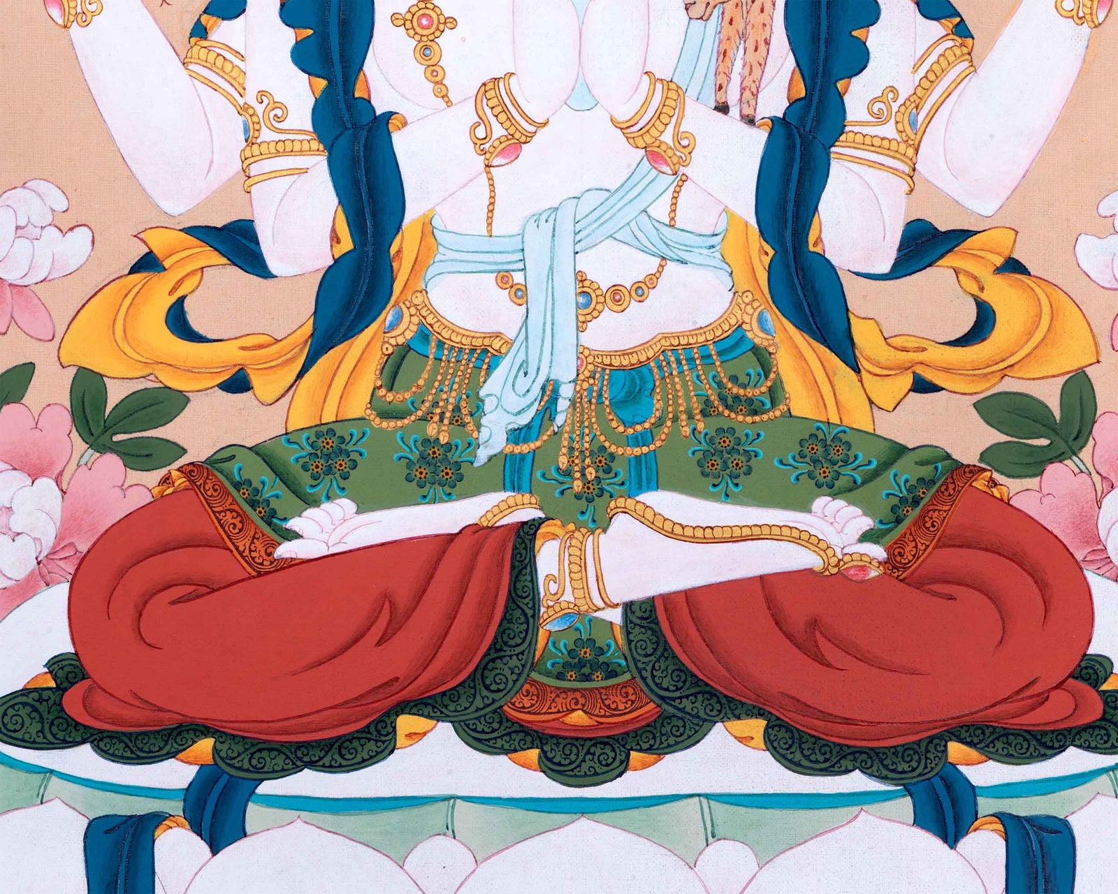 The Compassion Bodhisattva Chenrezig Thangka Art | Four Armed Chenrezi