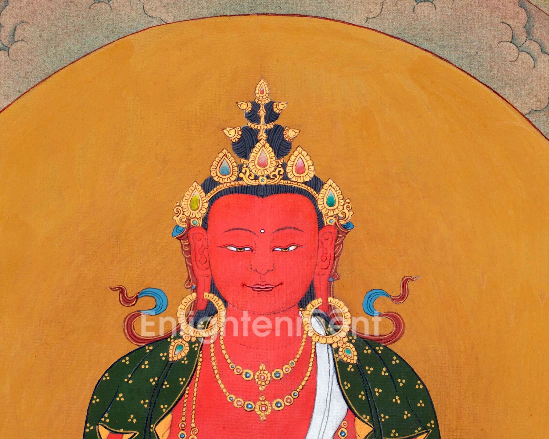 Amitayus With White Tara & Namgyalma | Hand-Painted Thangka For Amitay