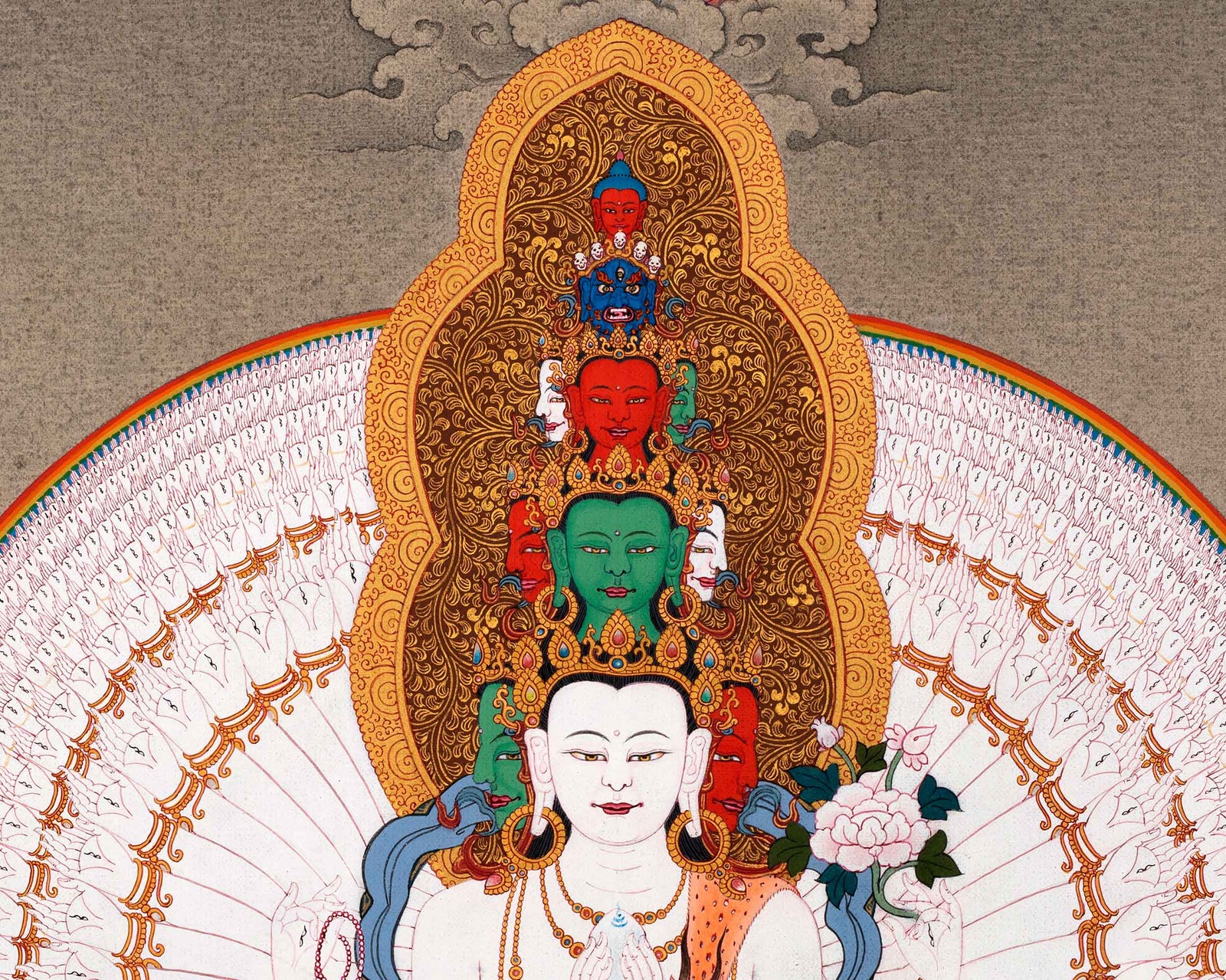 1000 Armed Chenrezig Thangka | Traditional Tibetan Bodhisattva Art