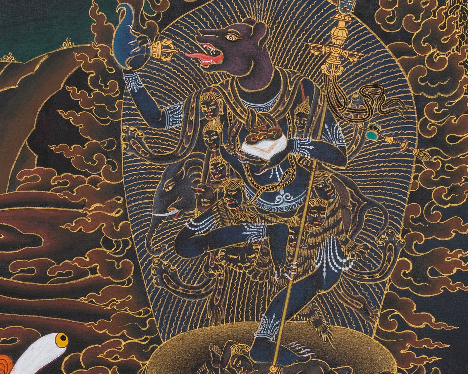 Simhamukha Thangka (Order) | Simhamukha Thangka | Black And Gold