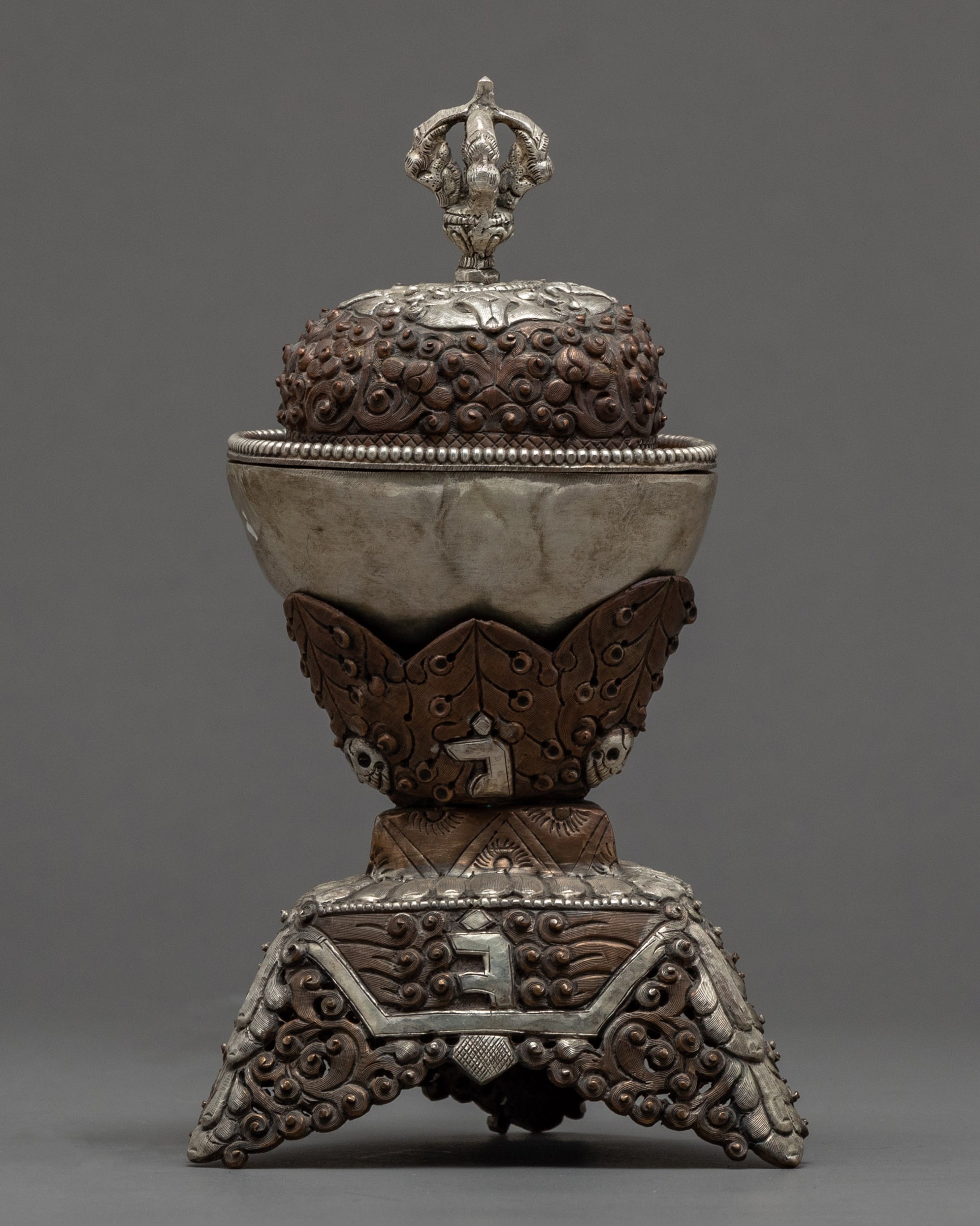 Fine Quality Vintage Kapala Skull Cup | Handcrafted Tibetan Skull Cup