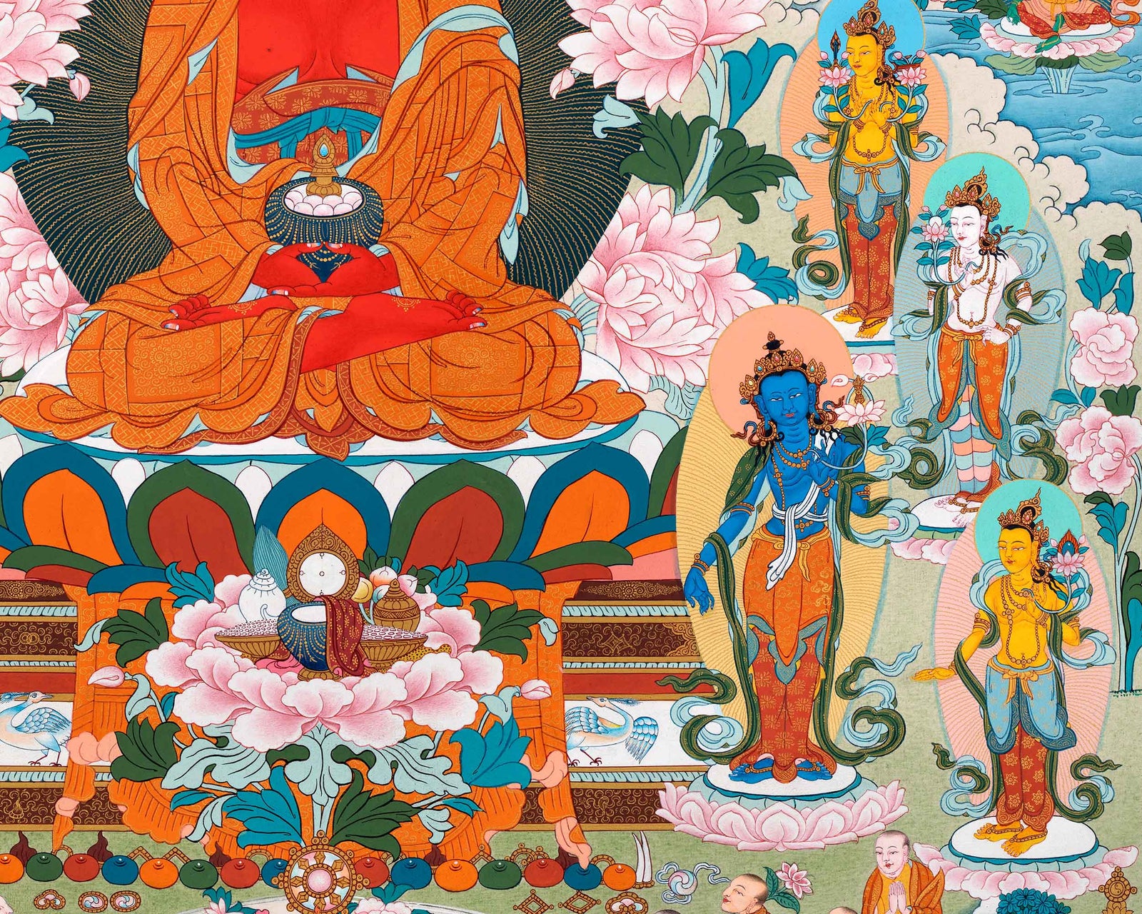 Amitabha Buddha Pure Land Thangka | Tibetan Thangka Hand painted in En