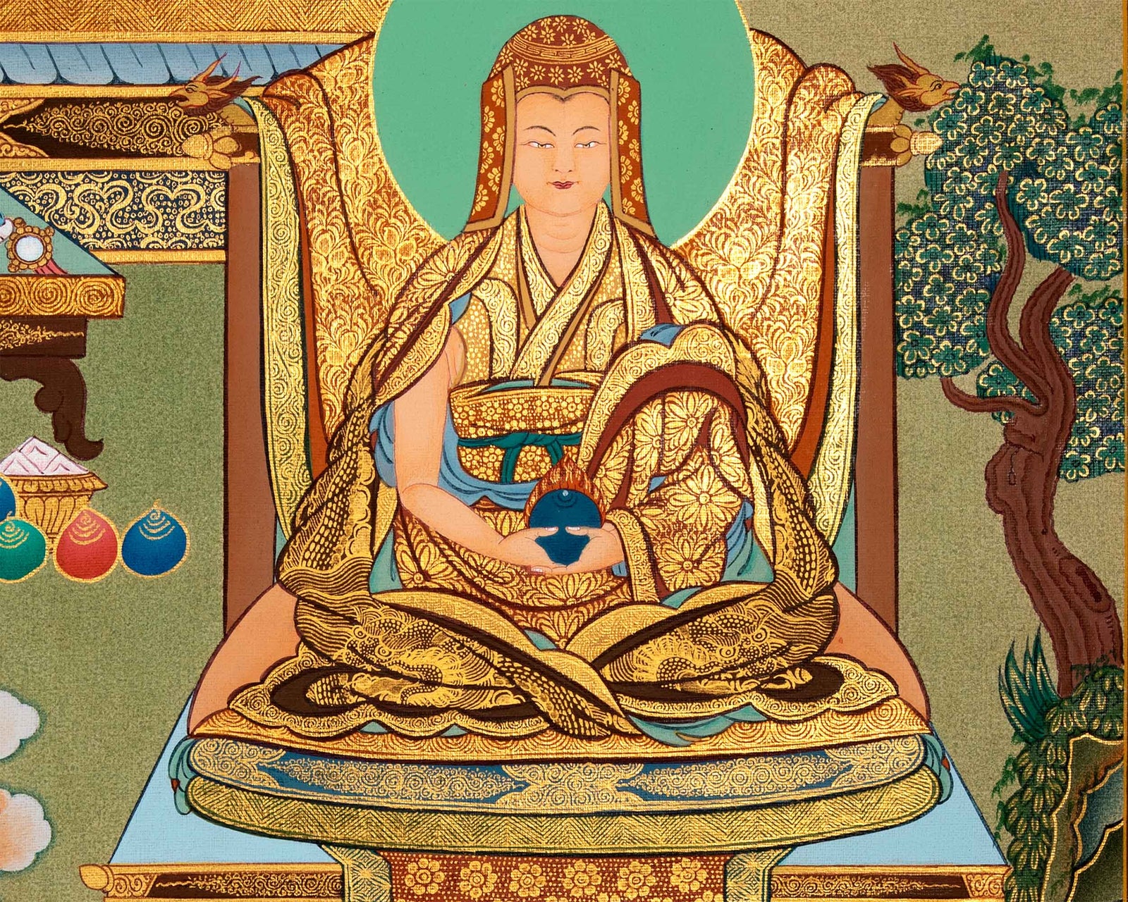 Marpa With Milarepa and Gampopa Thangka | Traditional Buddhist Art