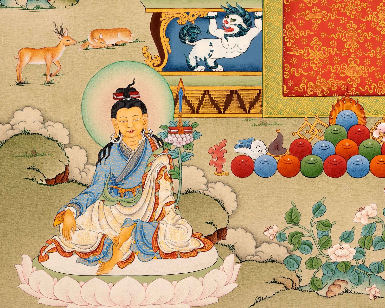 Guru Longchenpa Mantra Thangka With Jigme Lingpa and Vimalamitra