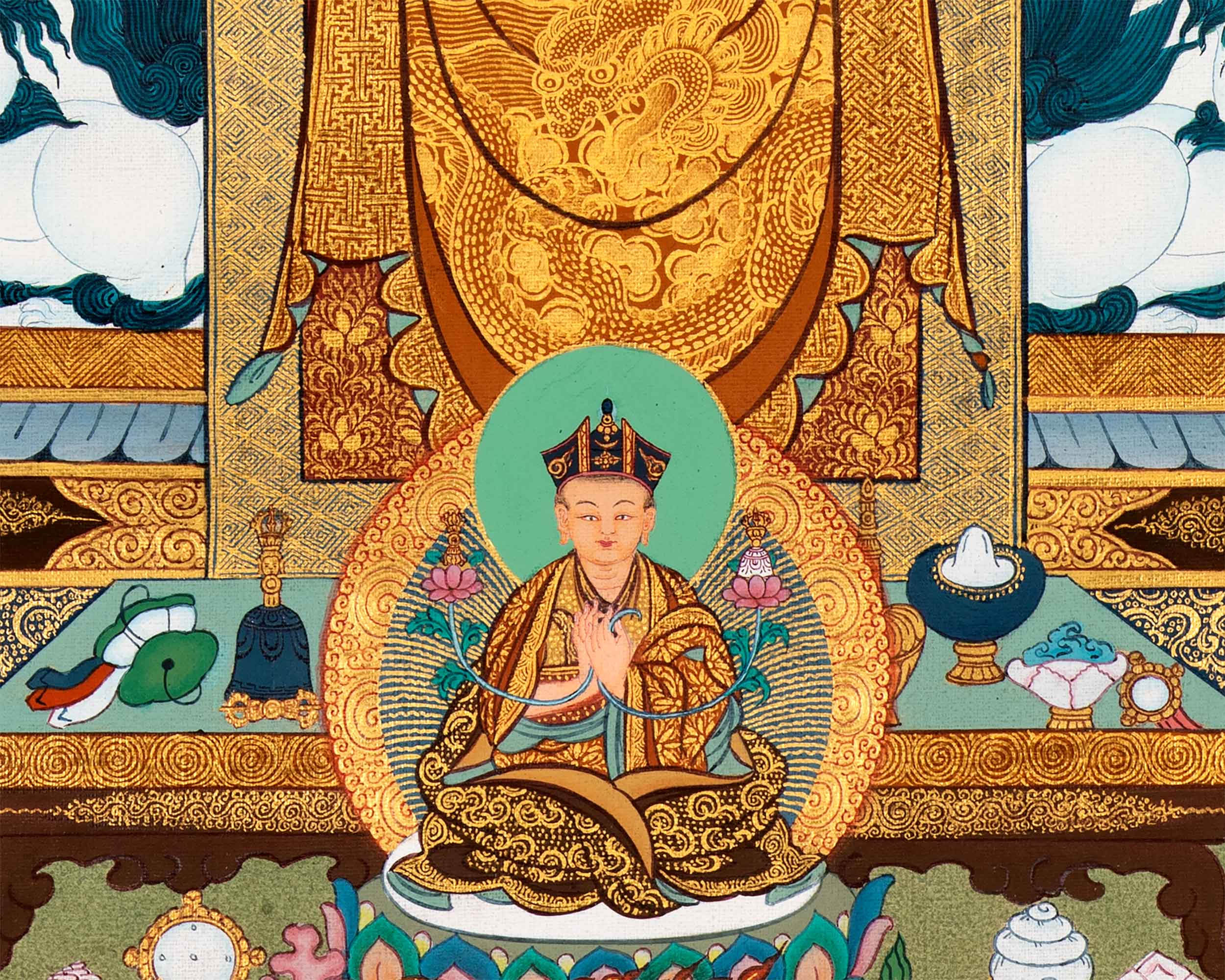 Marpa With Milarepa and Gampopa Thangka | Traditional Buddhist Art ...