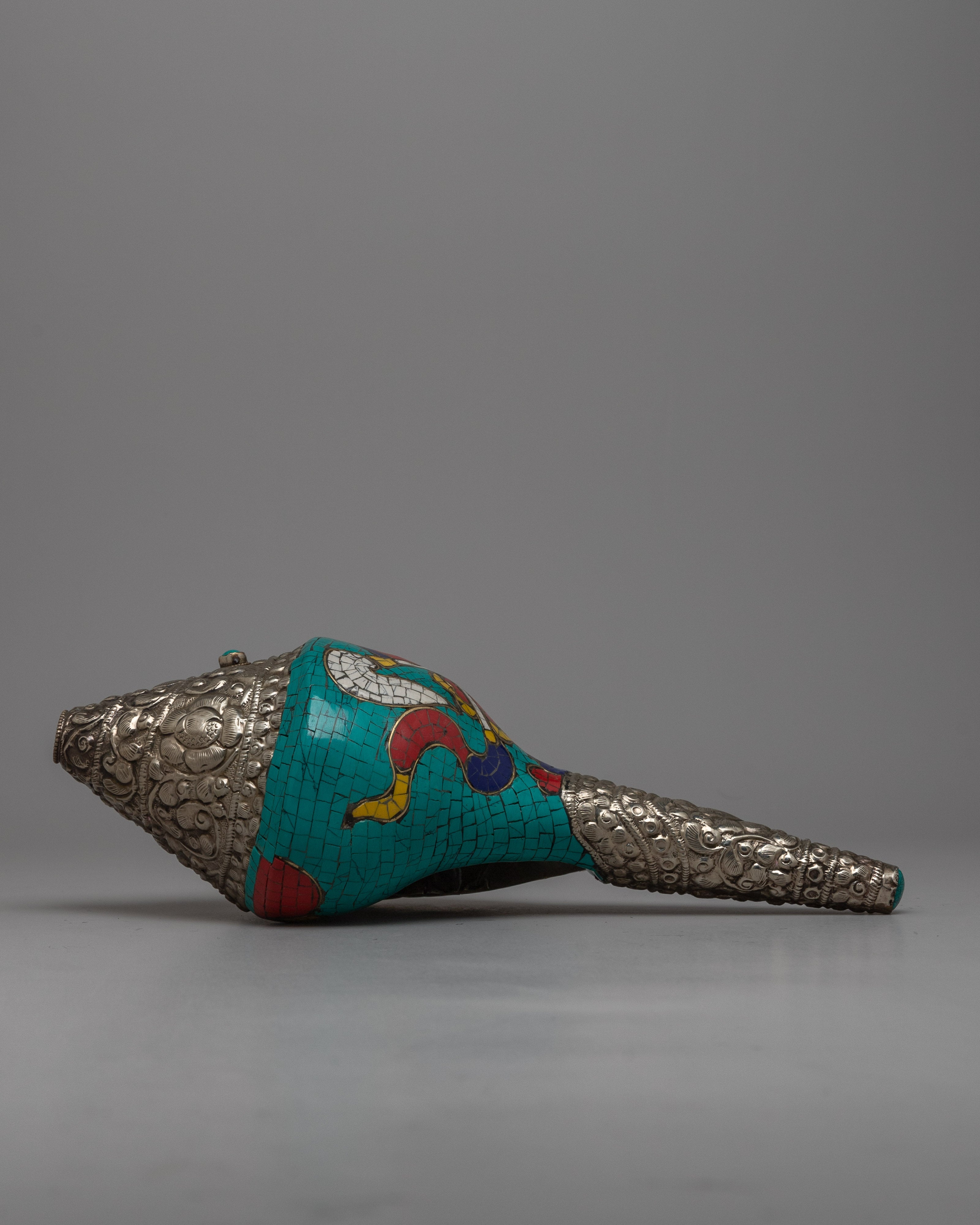 White Metal Sankh | Ceremonial Conch Shell for Spiritual Practices