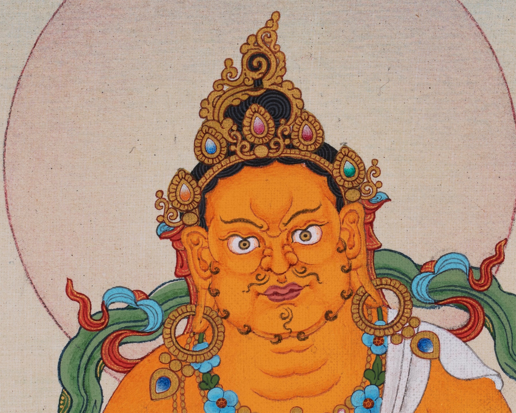 Jambala Thangka | Dzambala Wealth Deity | Hand-Painted with Natural St