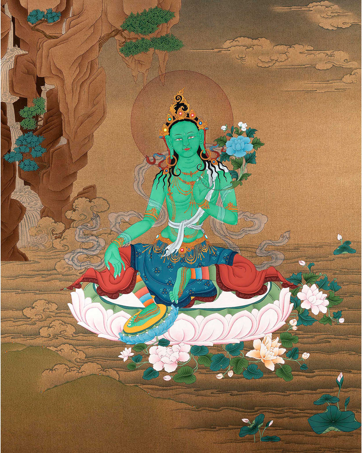 Green Tara Canvas Print | Buddhist Tara Print | High Quality Giclee