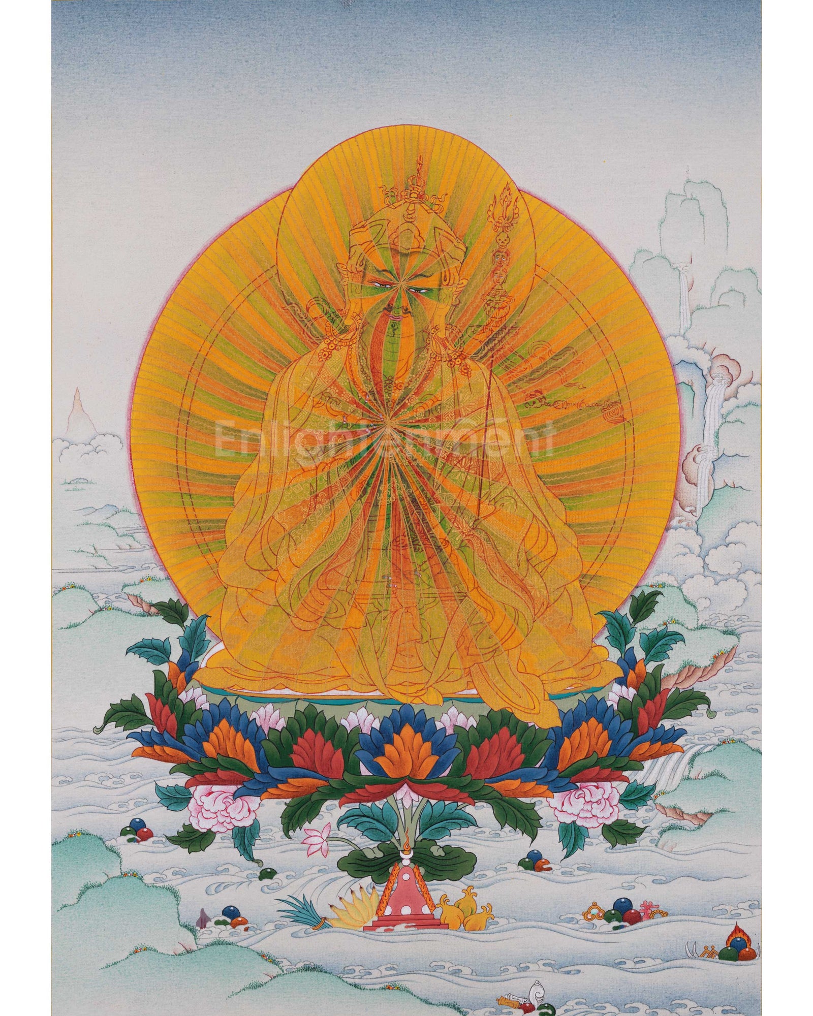 Lotus Master Guru Rainbow Body Thangka | Tibetan Buddhist Master Guru