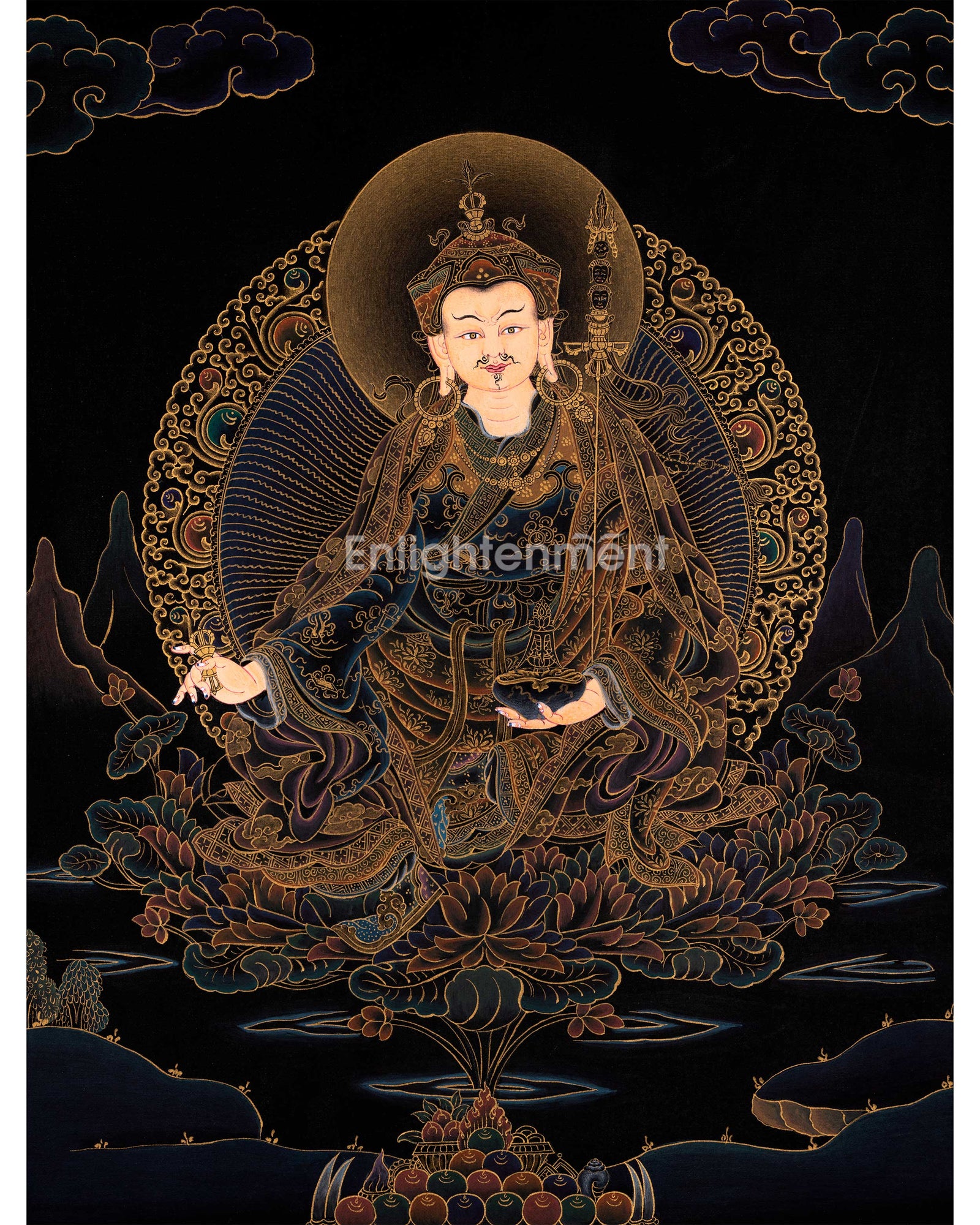 Tibetan Buddhist Master Padmasambhava Thangka | Lotus Born Master Guru