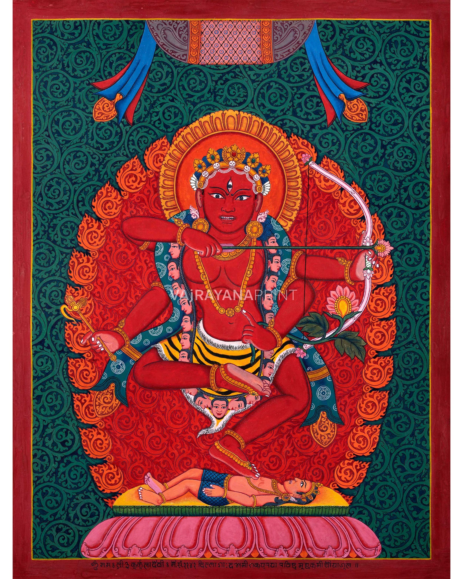 Traditional Style Nepali Art Print Of Kurukulla Goddess