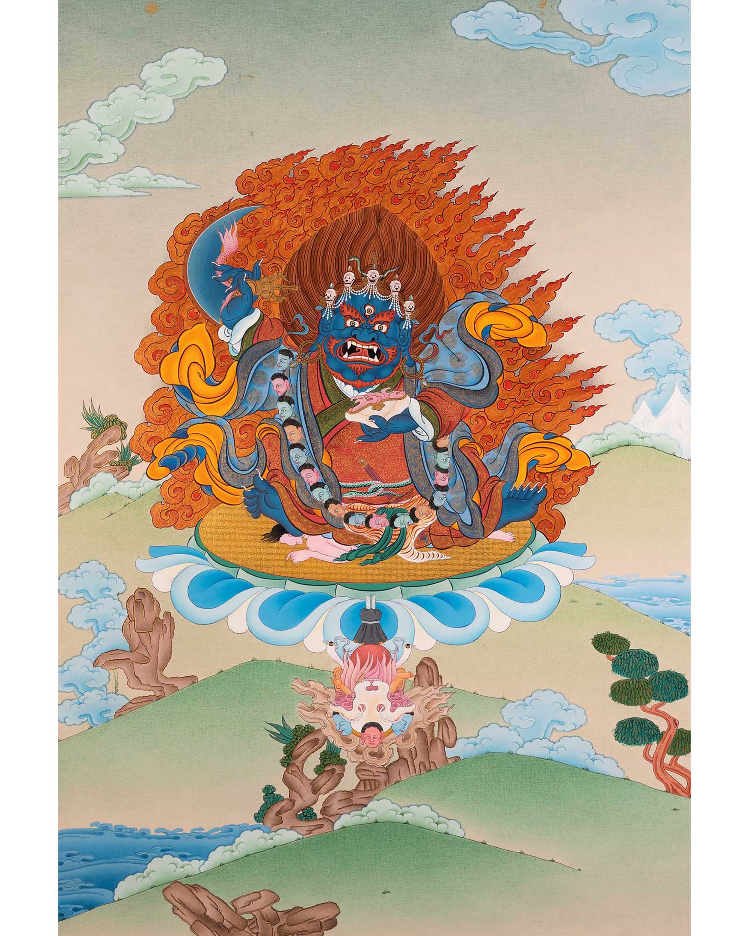Hand Painted Mahakala Thangka Painting | Tibetan Mahakala Art For Budd