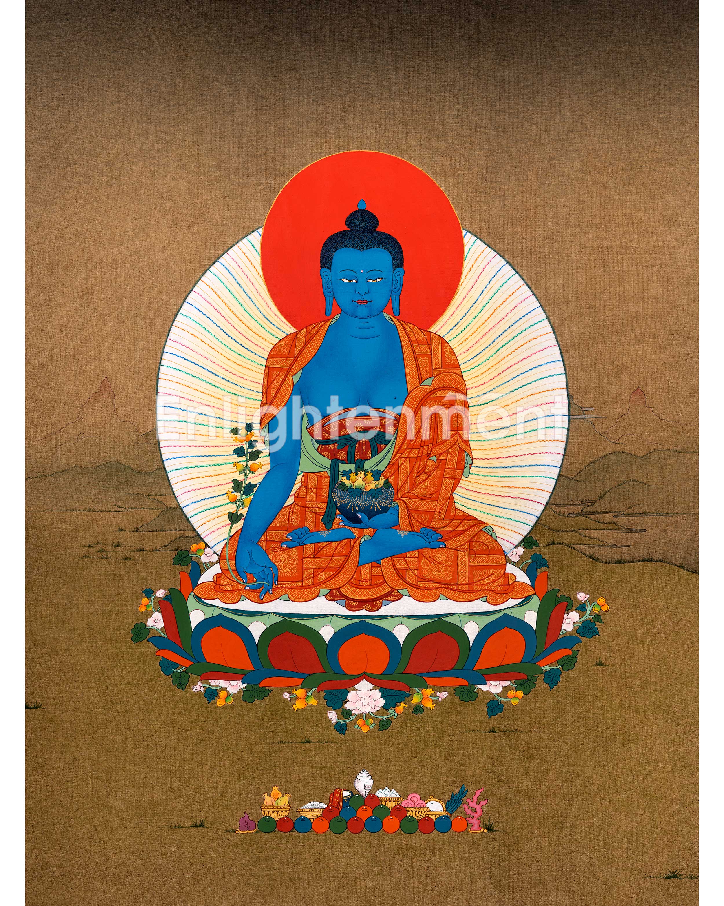 Buddha Medicine Thangka For Meditation & Healing | Traditonal Bhaisajy