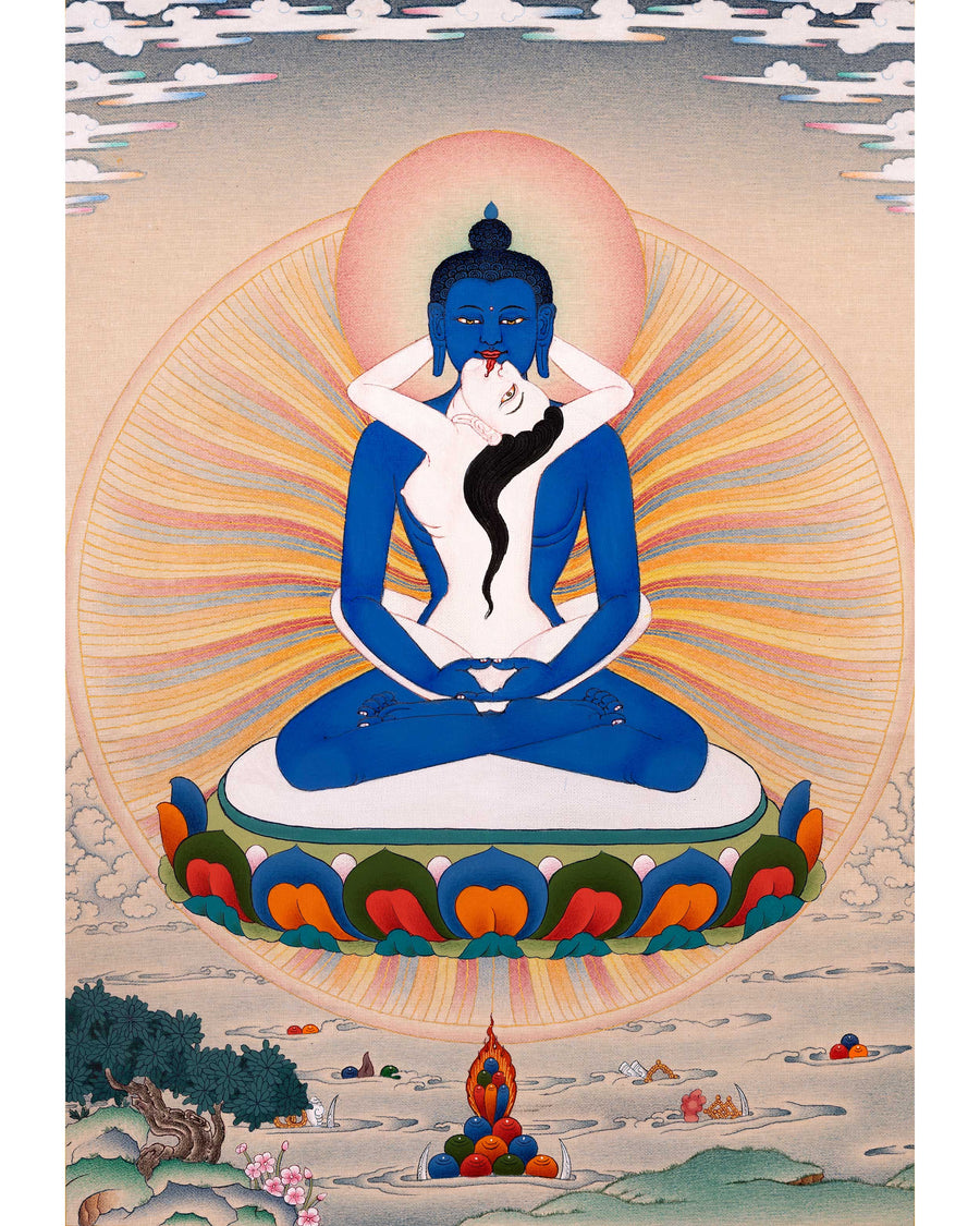 Samantabhadra And Samantabhadri Hand Painted Thangka | Himalayan Buddh