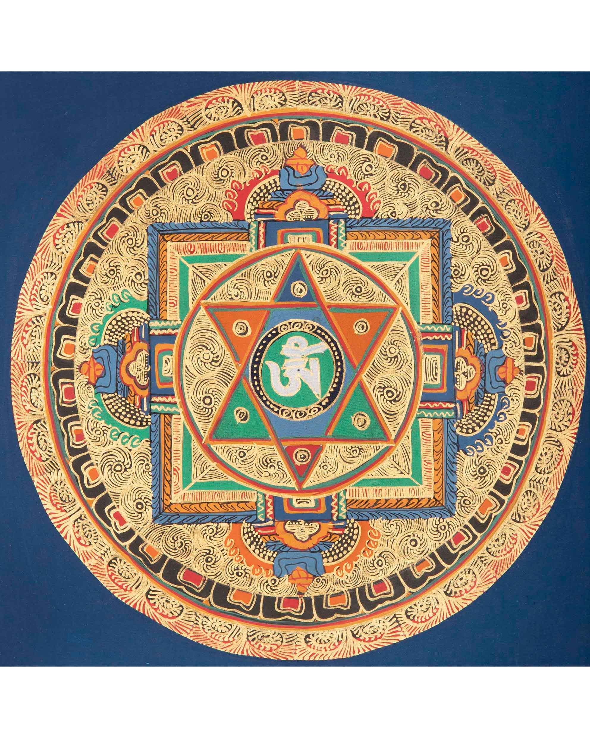 Spiritual Mantra Mandala Thangka | Handpainted Buddhist Artwork | Reli